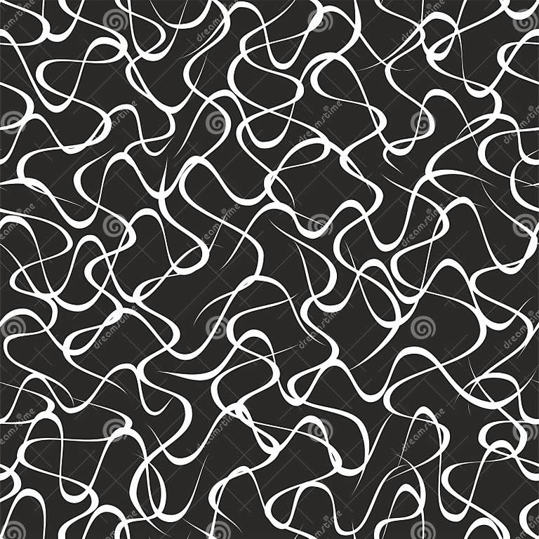 Abstract Seamless Pattern. Black and White Curl Line Background. Ector ...
