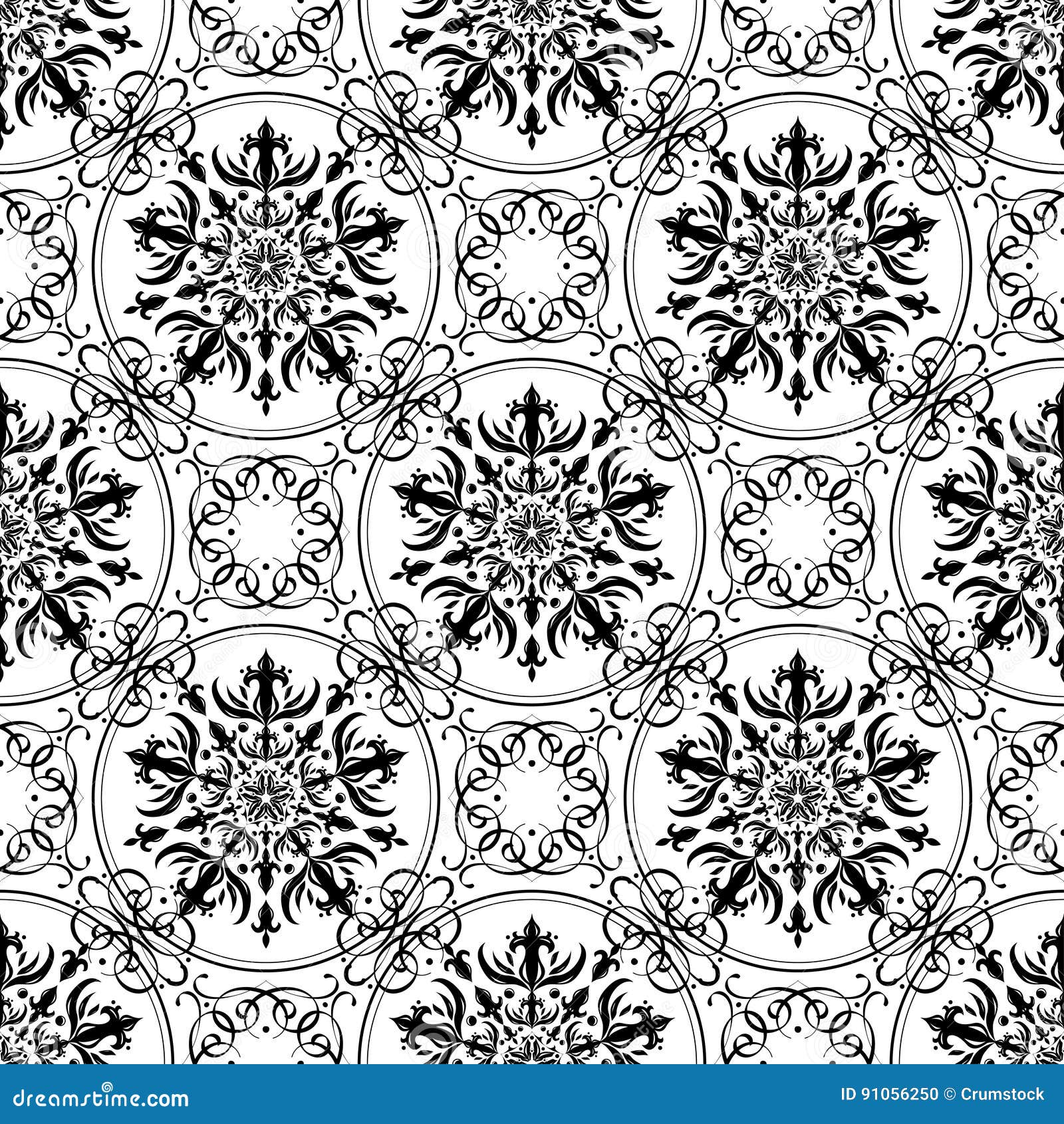 Abstract Seamless Pattern. Black and White Vector Stock Vector ...