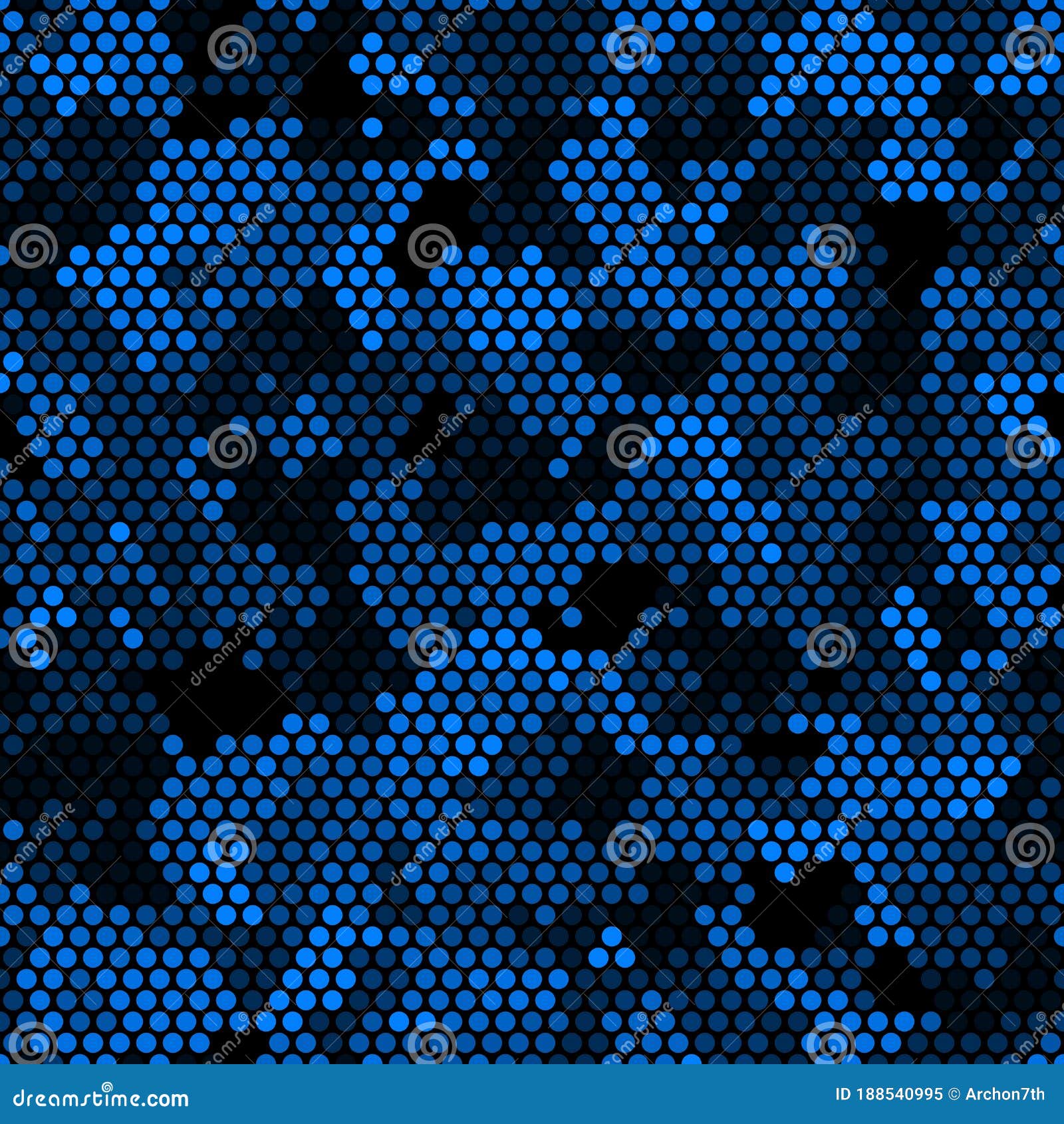 Abstract Seamless Pattern with Blue Gradient Colored Circles on Black ...