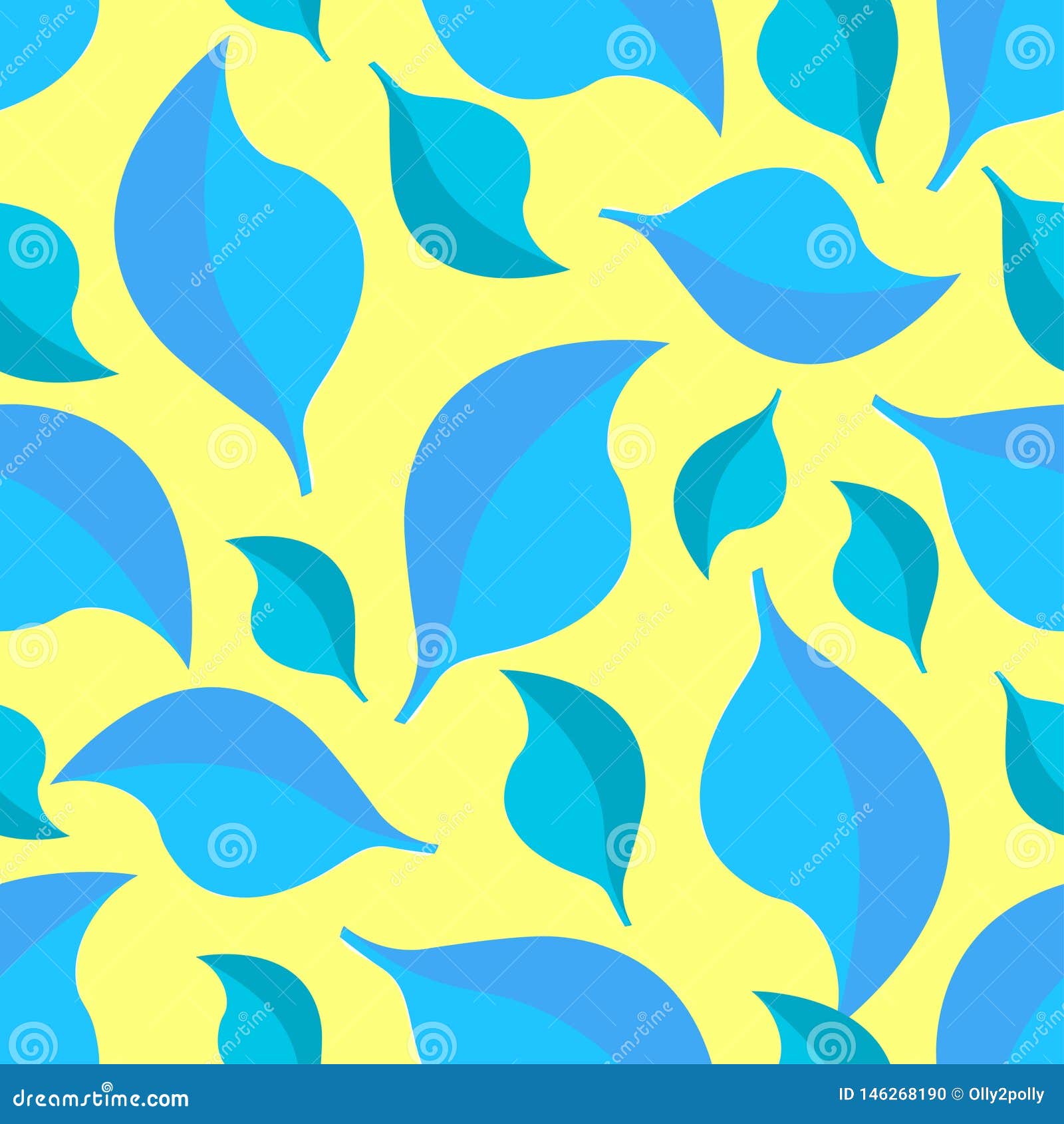 Abstract Seamless Pattern with Blue Leaves Stock Vector - Illustration ...