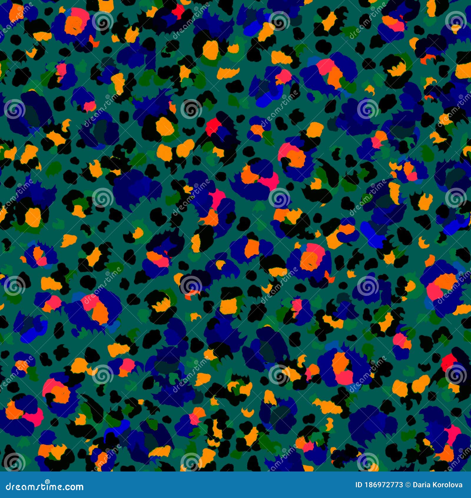 Abstract Seamless Pattern, Bright Colored and Spotty Stock Illustration ...
