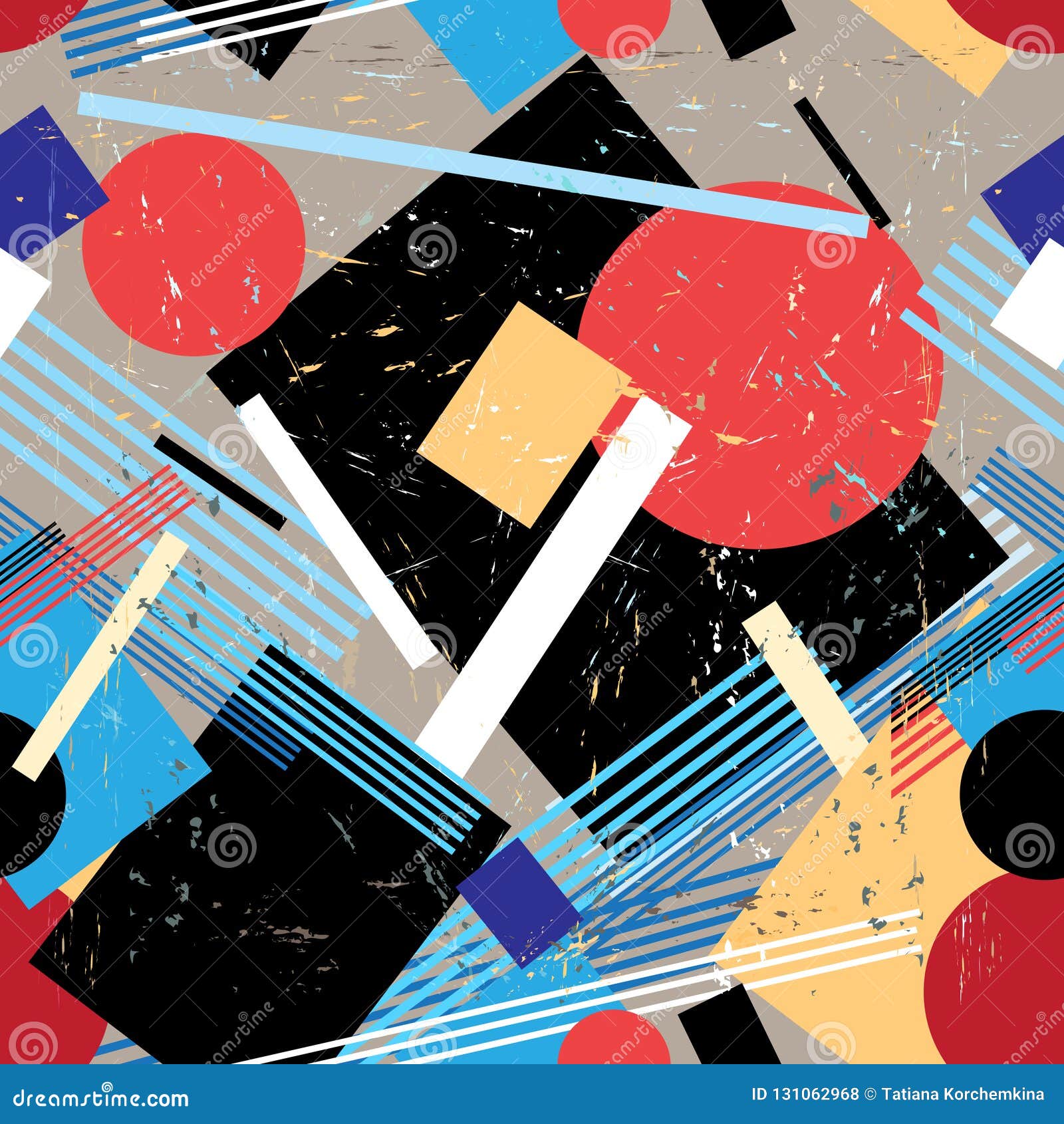 Abstract Seamless Pattern of Bright Geometric Shapes Stock Vector ...