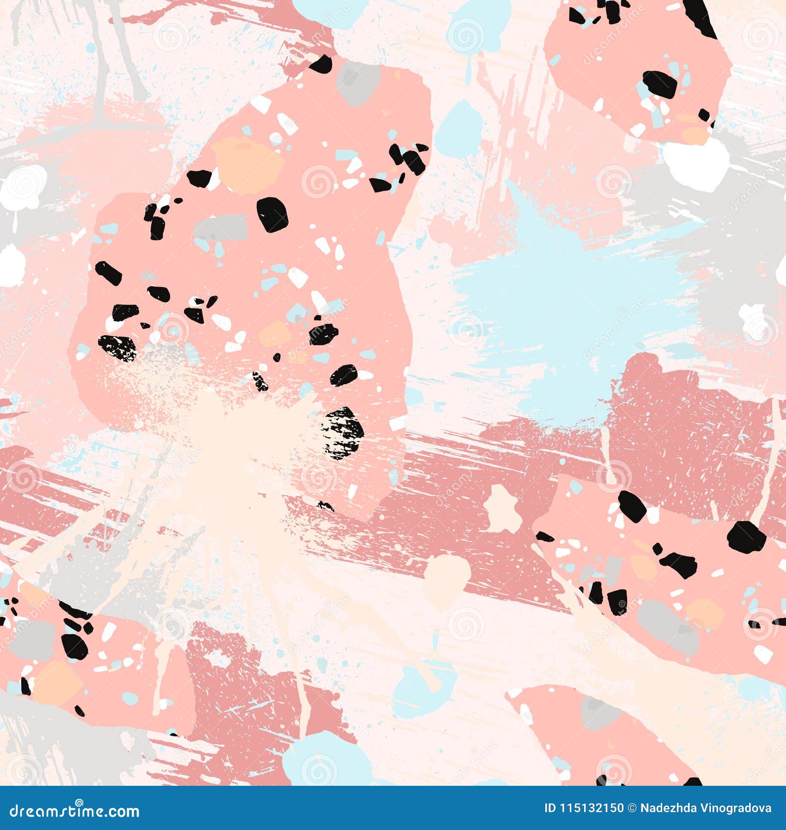 Abstract Seamless Pattern with Brush Strokes, Paint Splashes and Stone ...