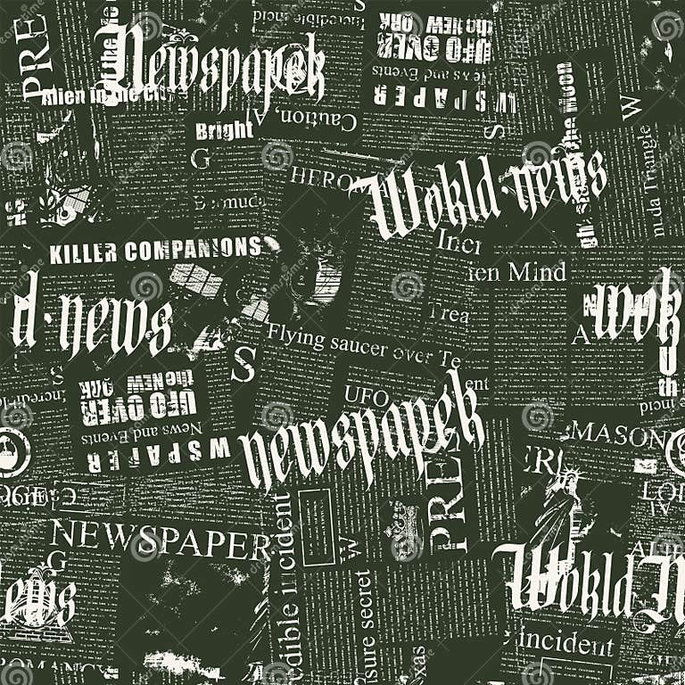 Abstract Seamless Pattern with Chaotic Layering of Newspaper Stock ...