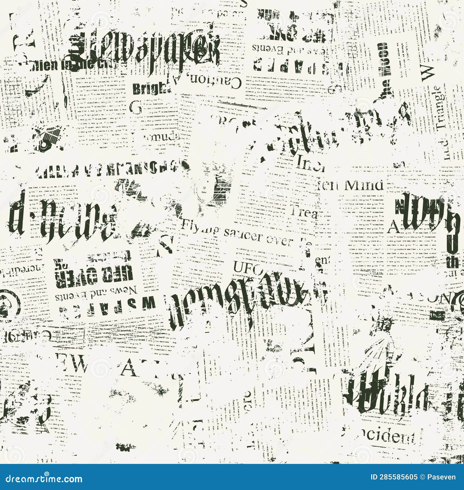 Abstract Seamless Pattern with Chaotic Layering of Newspaper Stock ...
