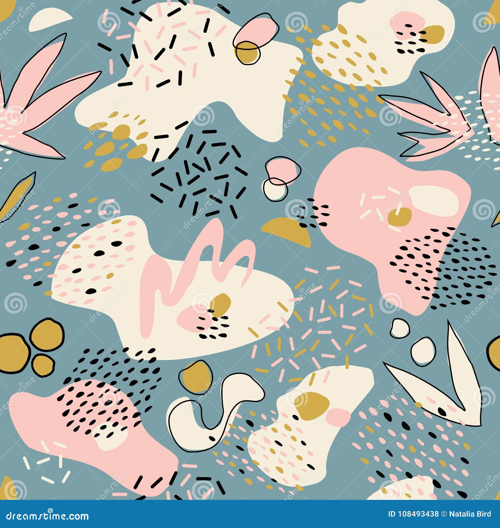 Abstract Seamless Pattern with Chaotic Painted Elements. Vector Hand ...