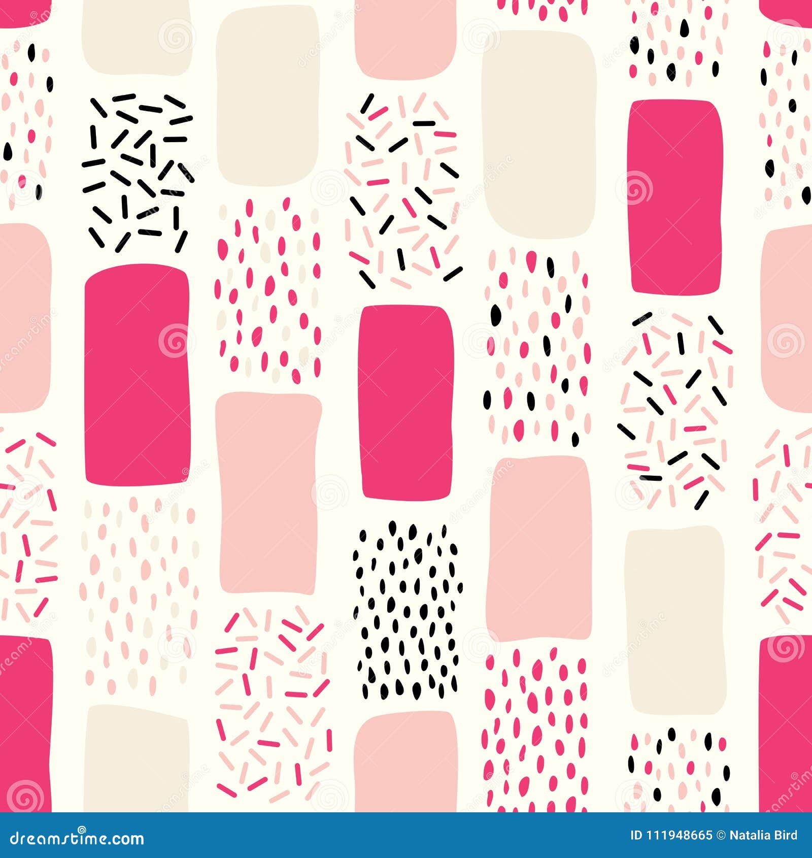 Abstract Seamless Pattern with Chaotic Painted Elements. Vector Hand ...