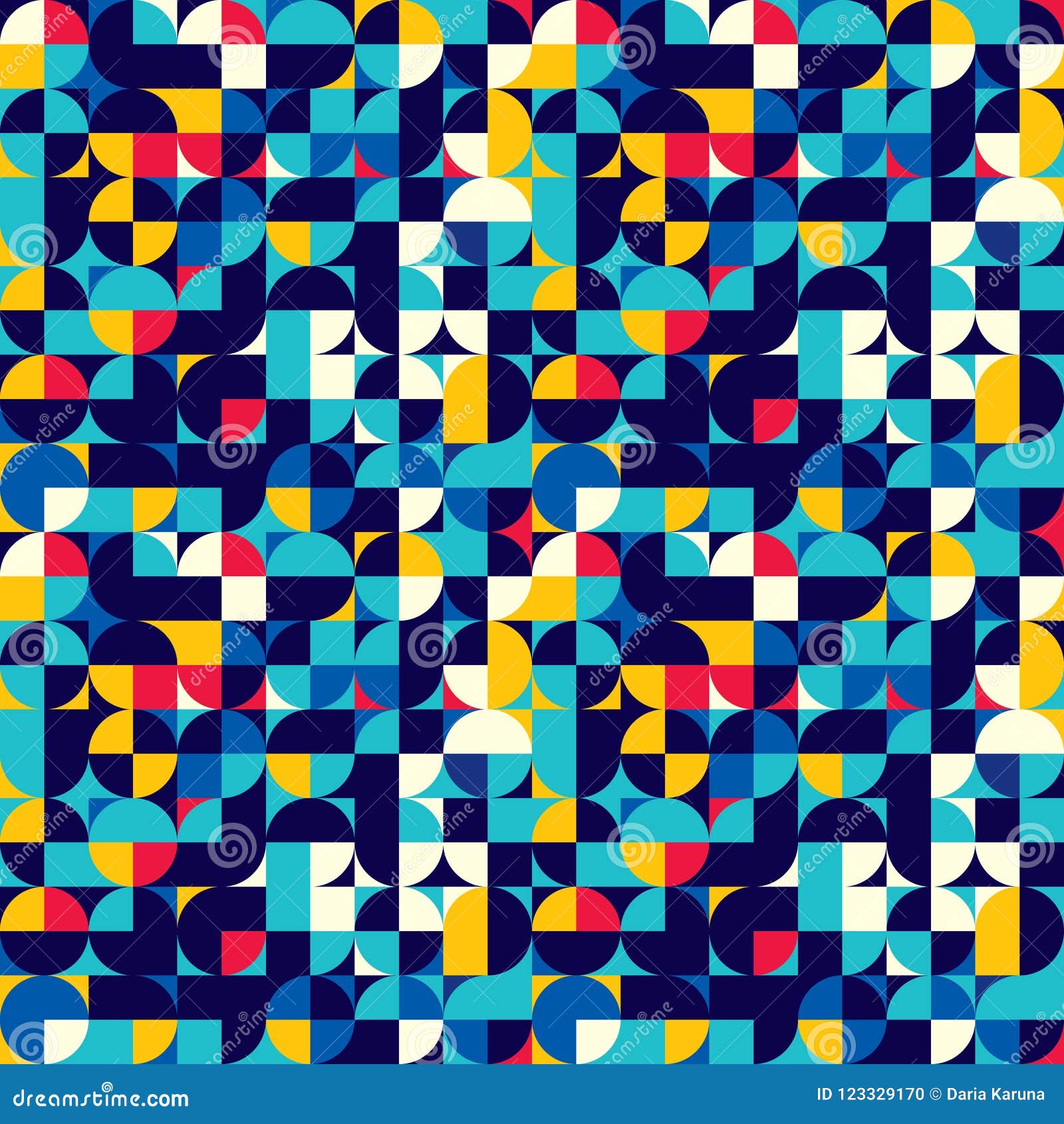 Abstract Seamless Pattern of Circles and Squares. Simple Geometric ...