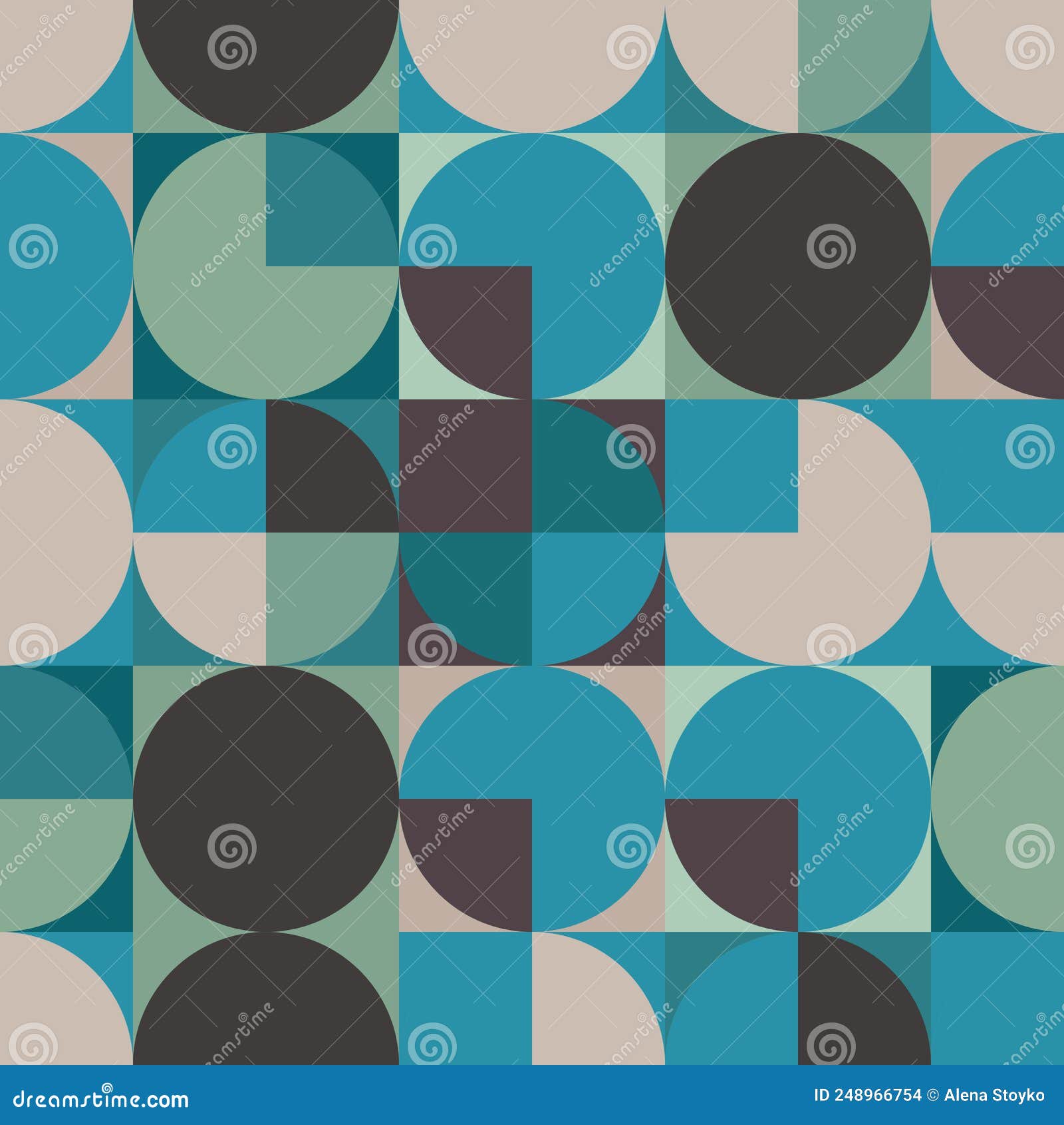 Abstract Seamless Pattern with Circles. Vintage Background in Cool ...