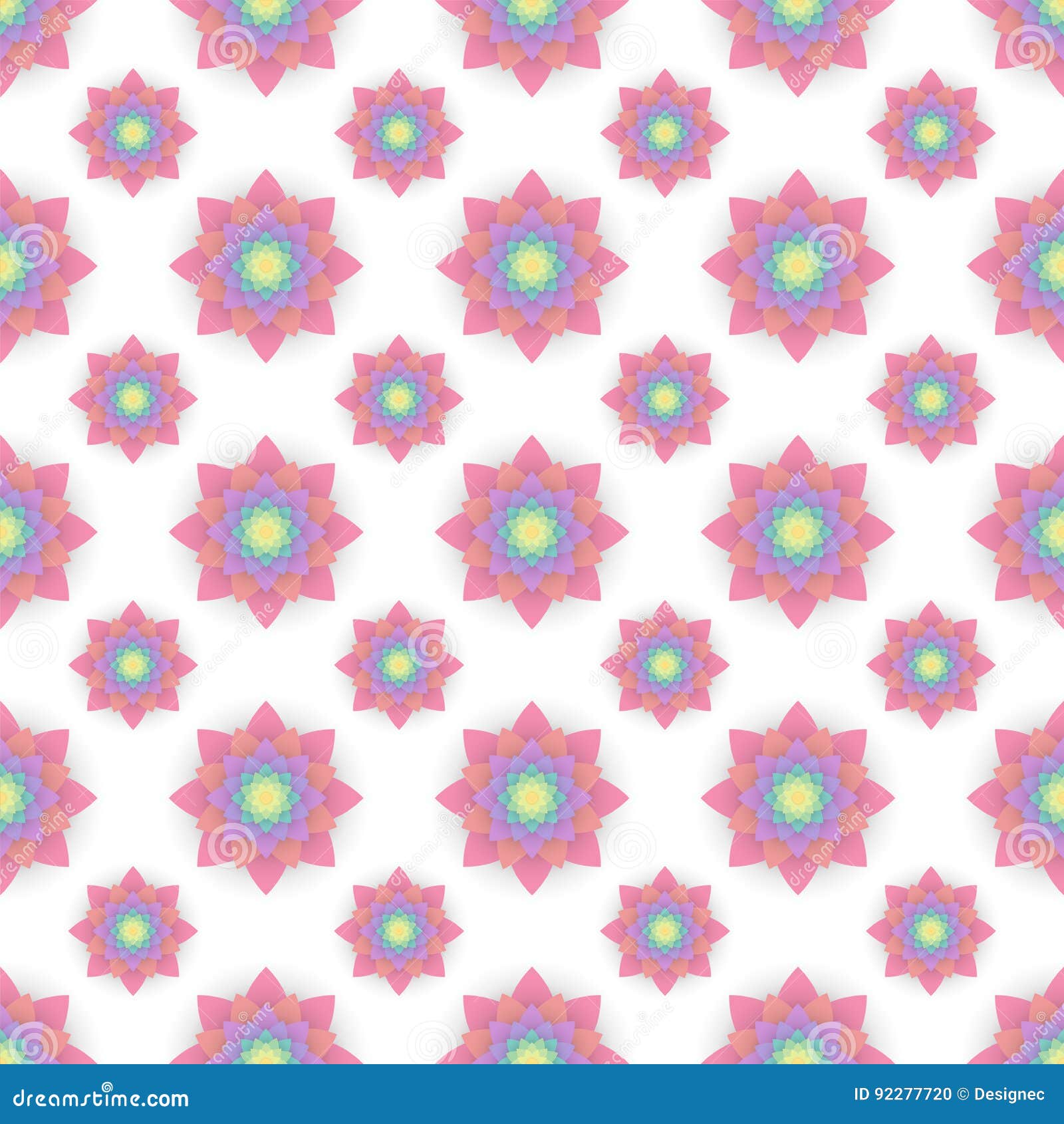 Abstract Seamless Pattern with Colored Flowers. Paper Flowers Stock ...