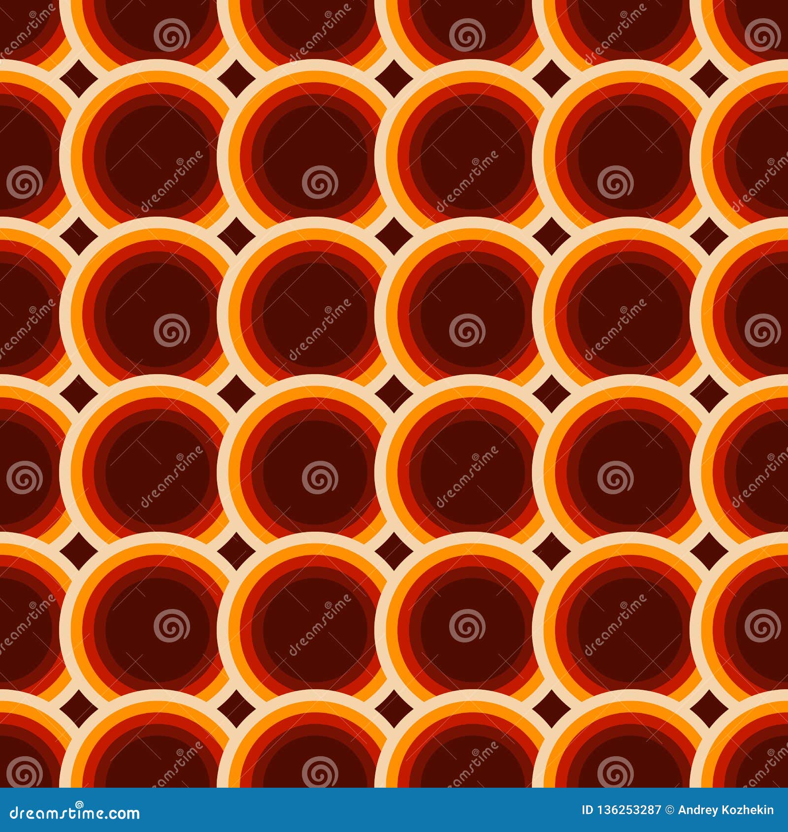 Abstract Seamless Pattern of Colorful Circles. Overlapping Circles ...