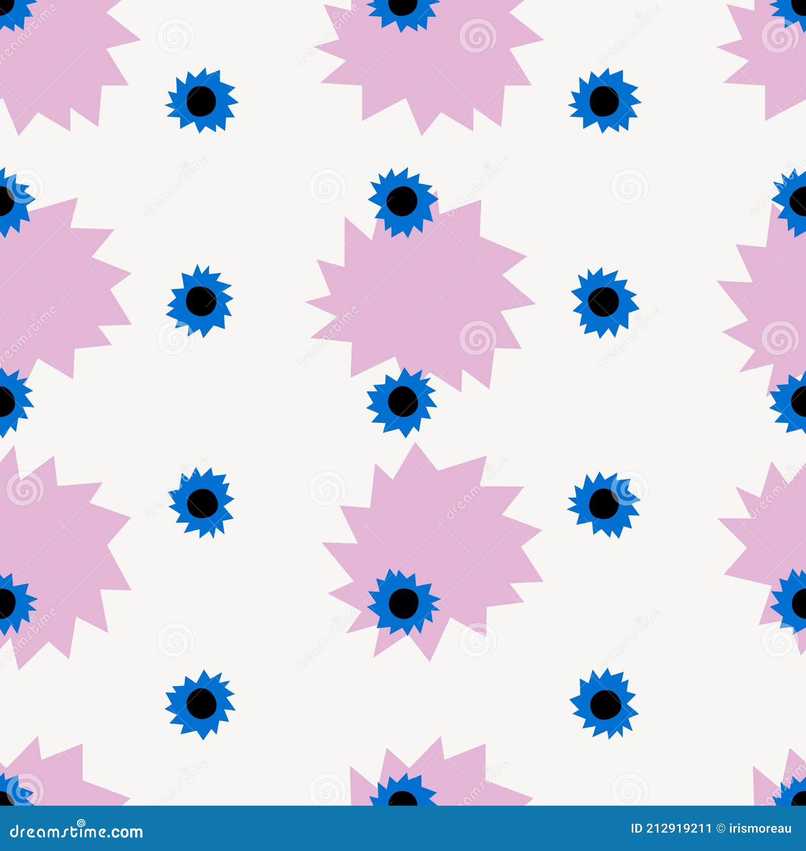 Abstract Seamless Pattern with Colorful Flowers and Pink Spots Stock ...