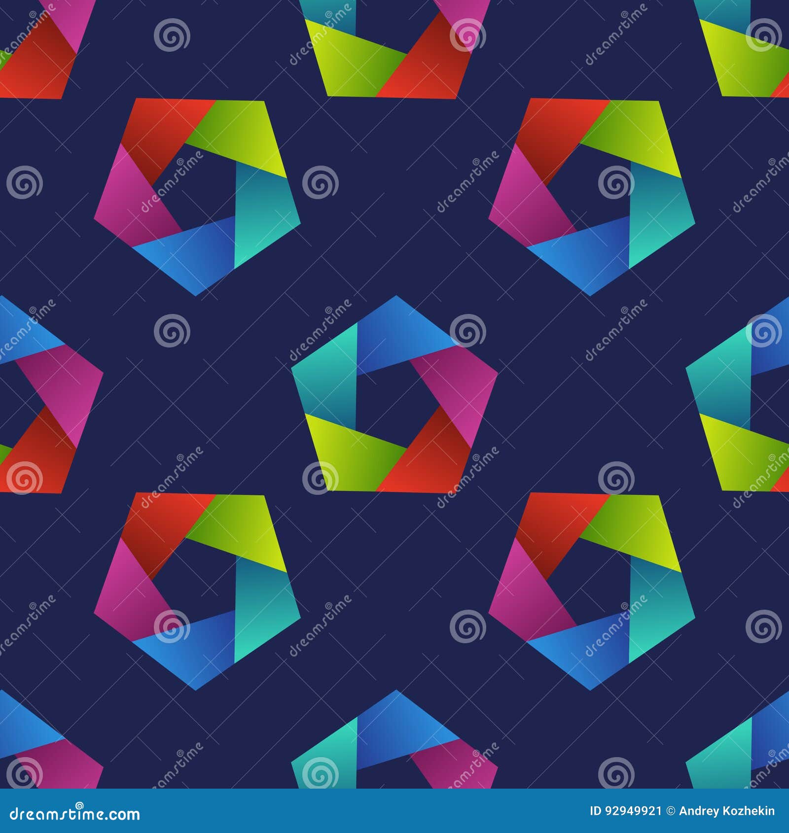 Abstract Seamless Pattern with Colorful Pentagons. Stock Vector ...