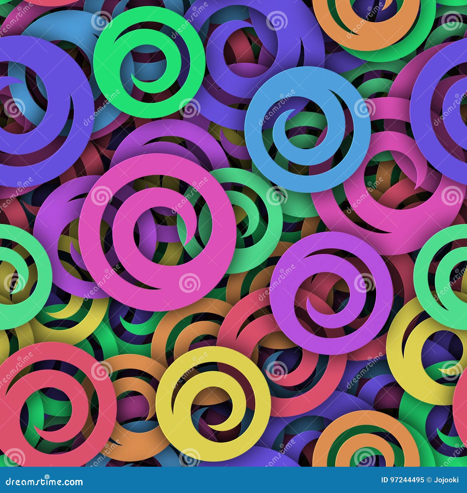Abstract Seamless Pattern with Colorful Swirls and Shadow Stock ...