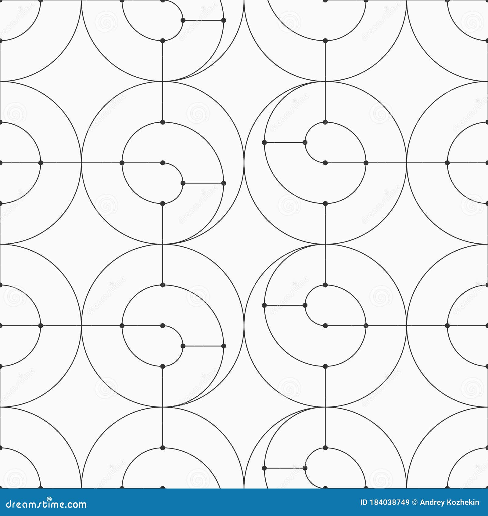 Abstract Seamless Pattern of Connecting Circles and Lines Stock Vector ...