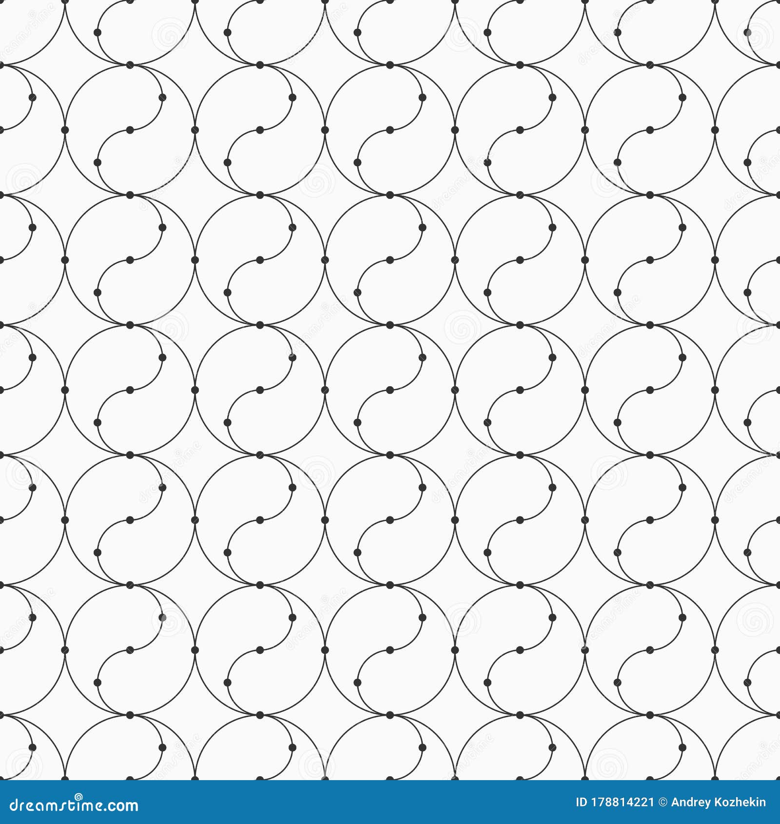 Abstract Seamless Pattern Of Connecting Circles And Rounded Lines Stock Vector Illustration Of