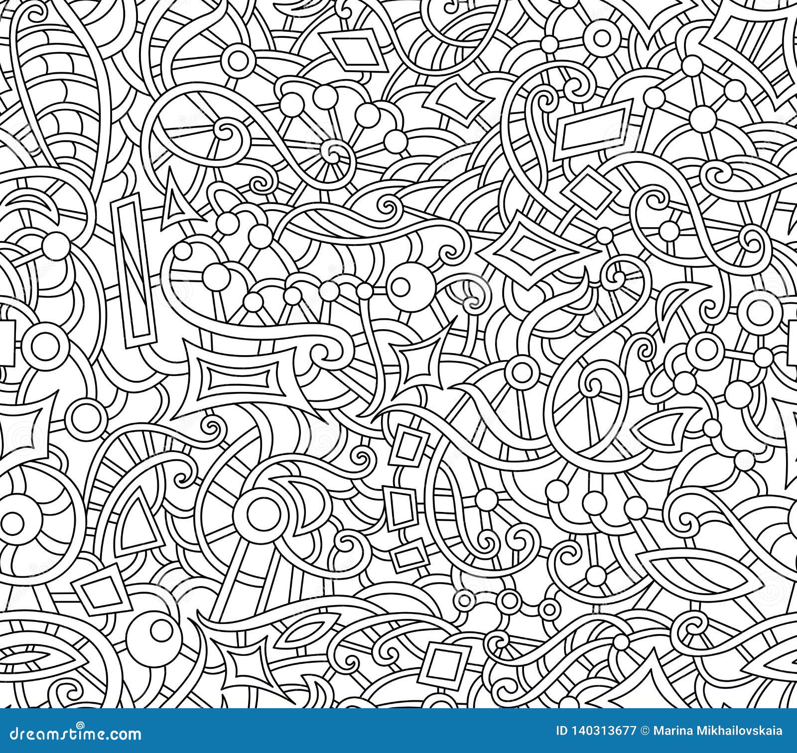 Abstract, Seamless Pattern of Contours of Different Shapes. Stock ...