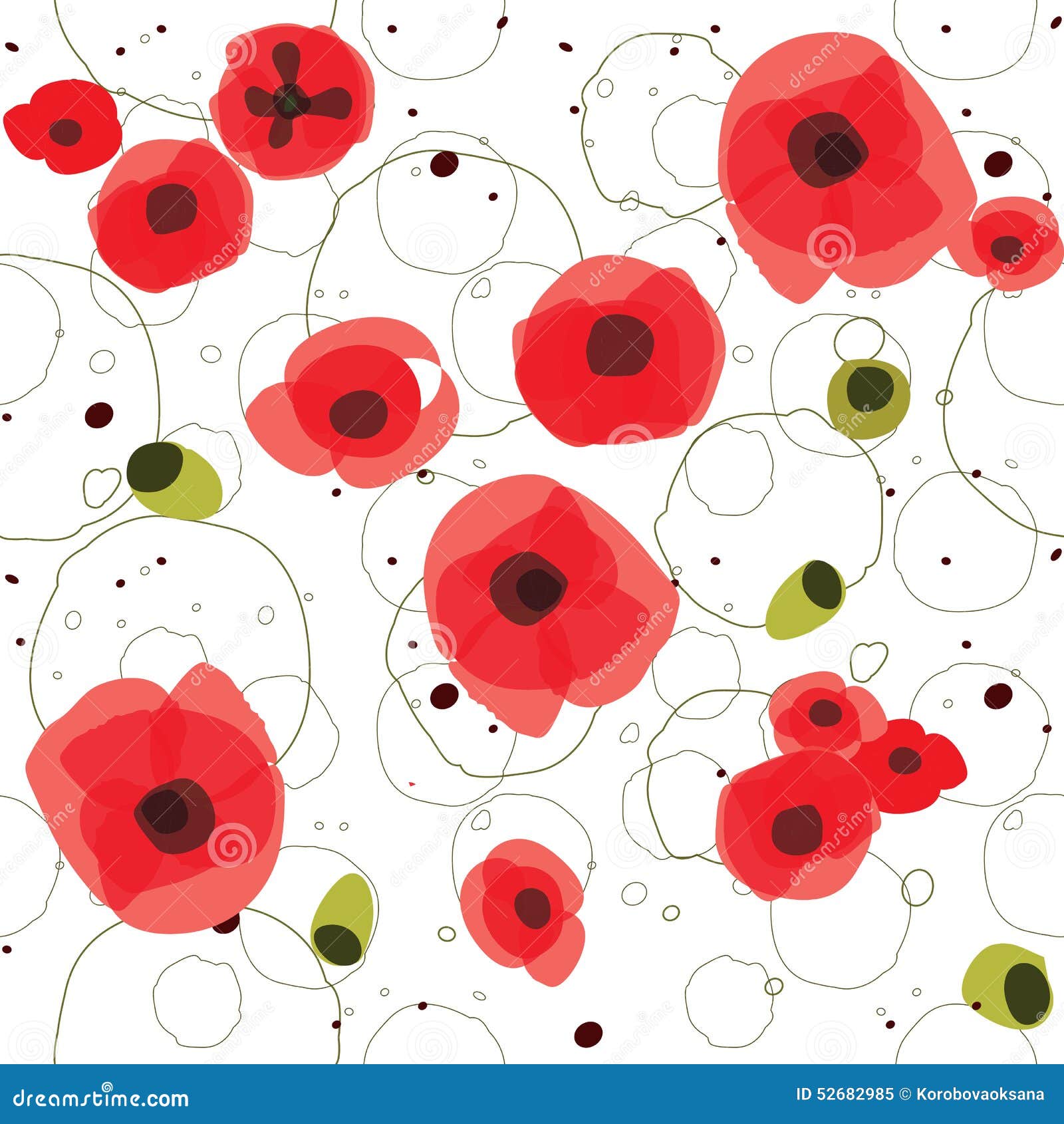Abstract Seamless Pattern Creative Red Flower Stock Vector ...