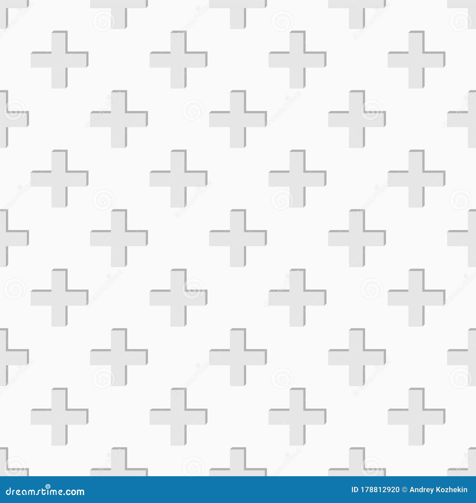 Abstract Seamless Pattern of Crosses or Plus Signs with Shadows Stock ...