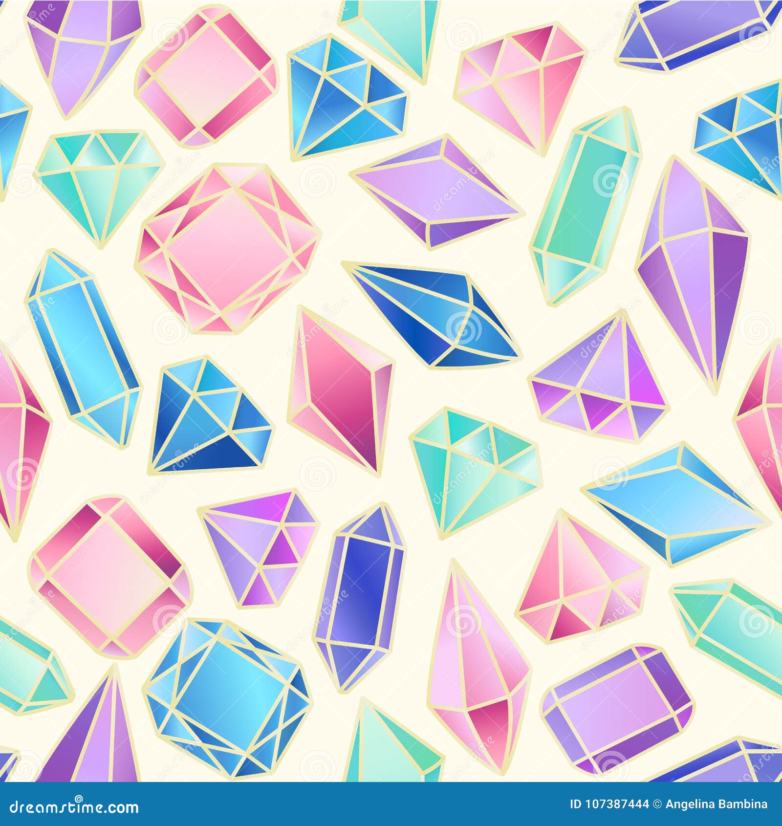 Abstract Seamless Pattern with Crystals. Vector Background for Various ...