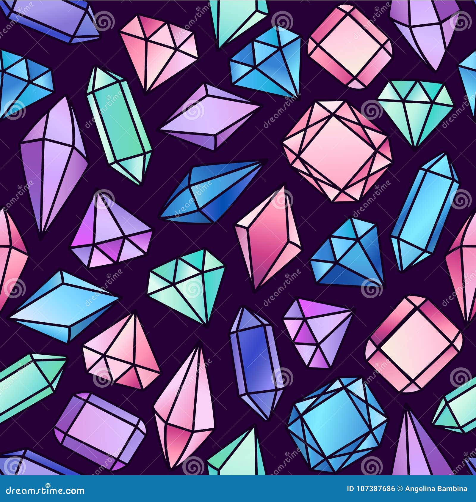 Abstract Seamless Pattern with Crystals. Vector Background for Various ...