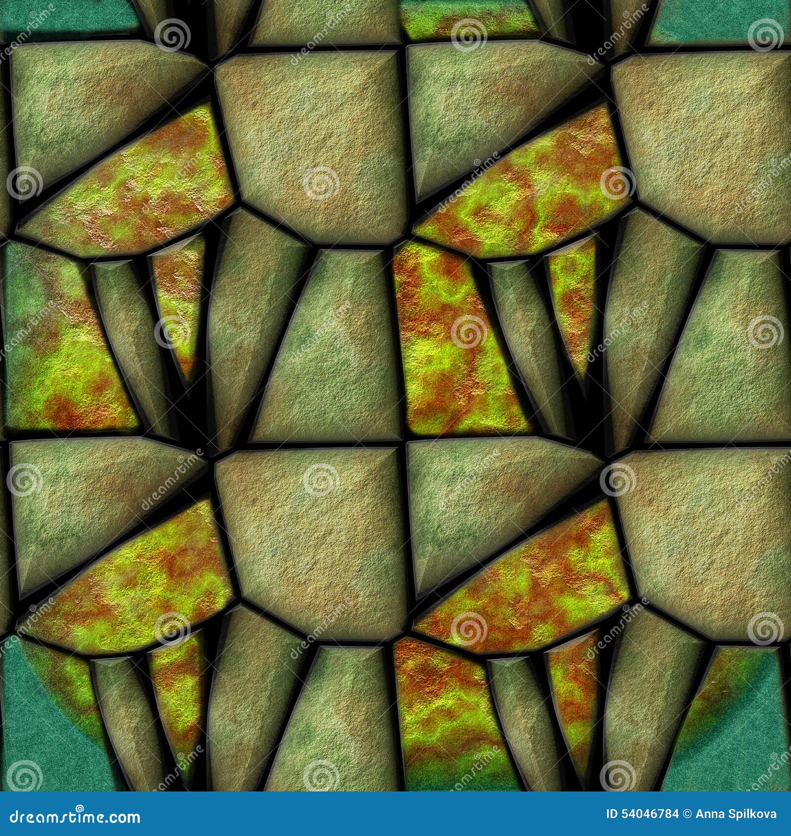 Abstract Seamless Pattern of 3d Sharp Green Layered Stones Stock ...