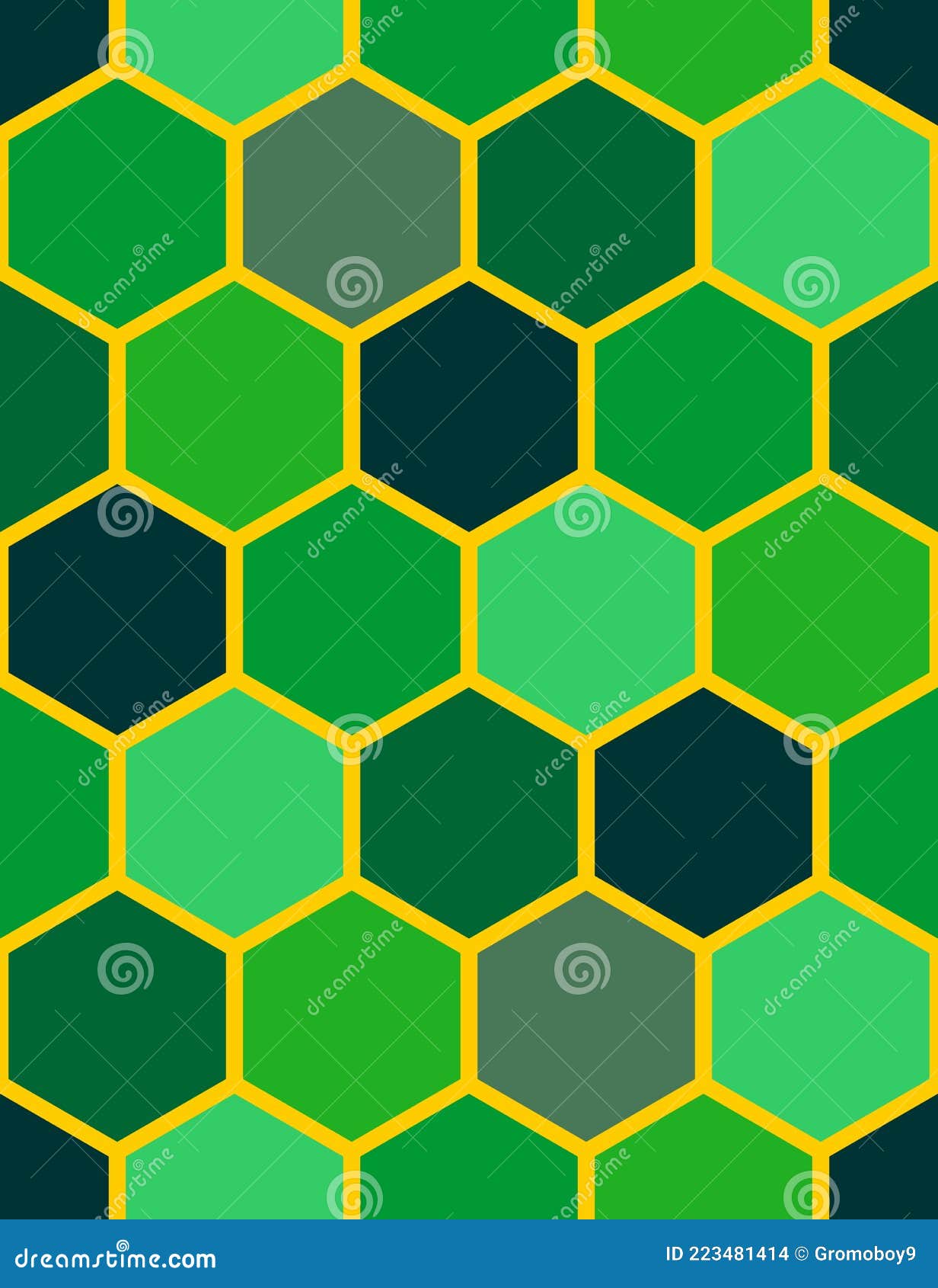 Abstract Seamless Pattern with Different Colored Green Hexagons. Vector ...