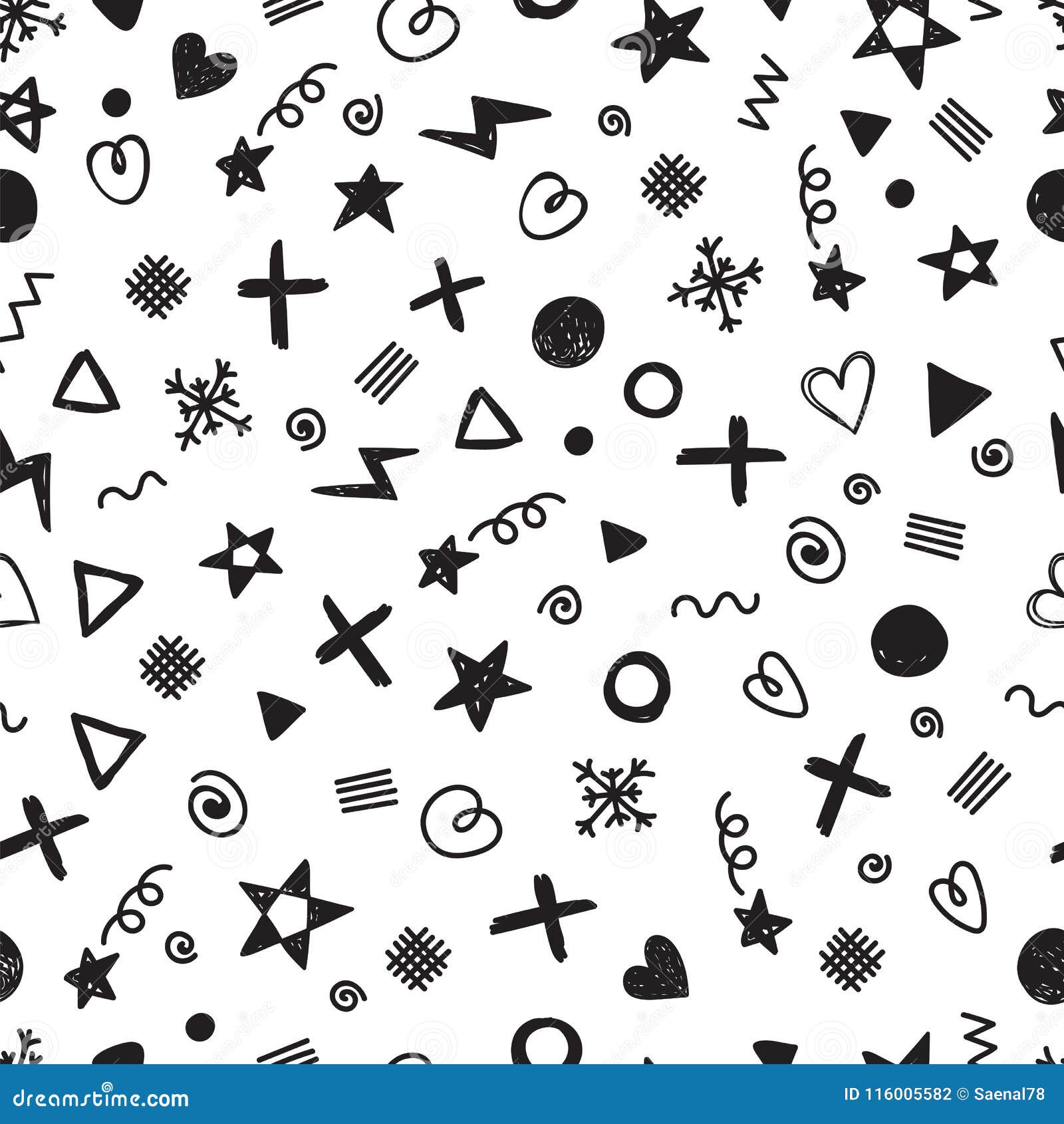 Abstract Seamless Pattern with Different Design Elements. Modern ...