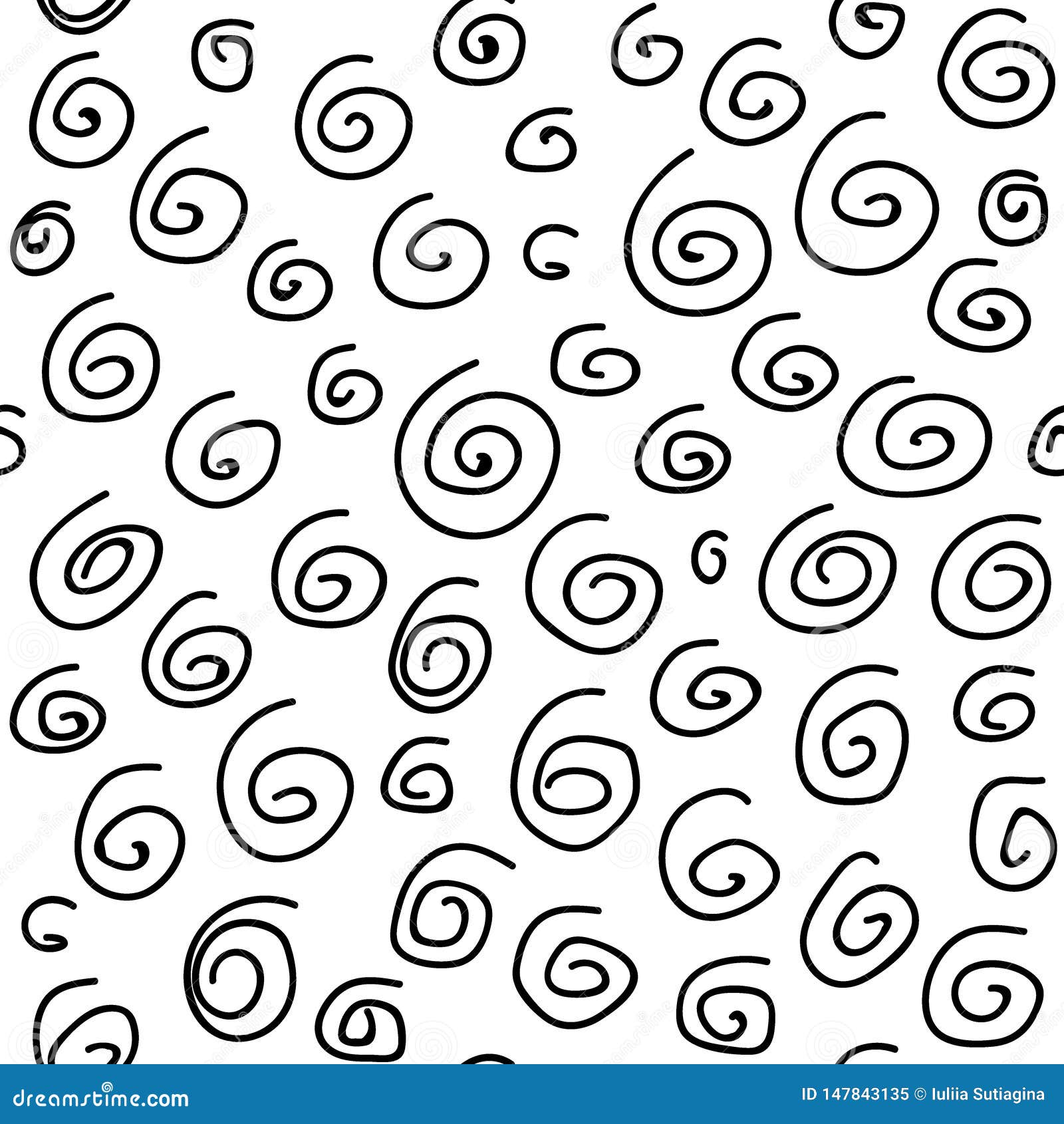 Abstract Seamless Pattern with Different Squiggles on White Background ...