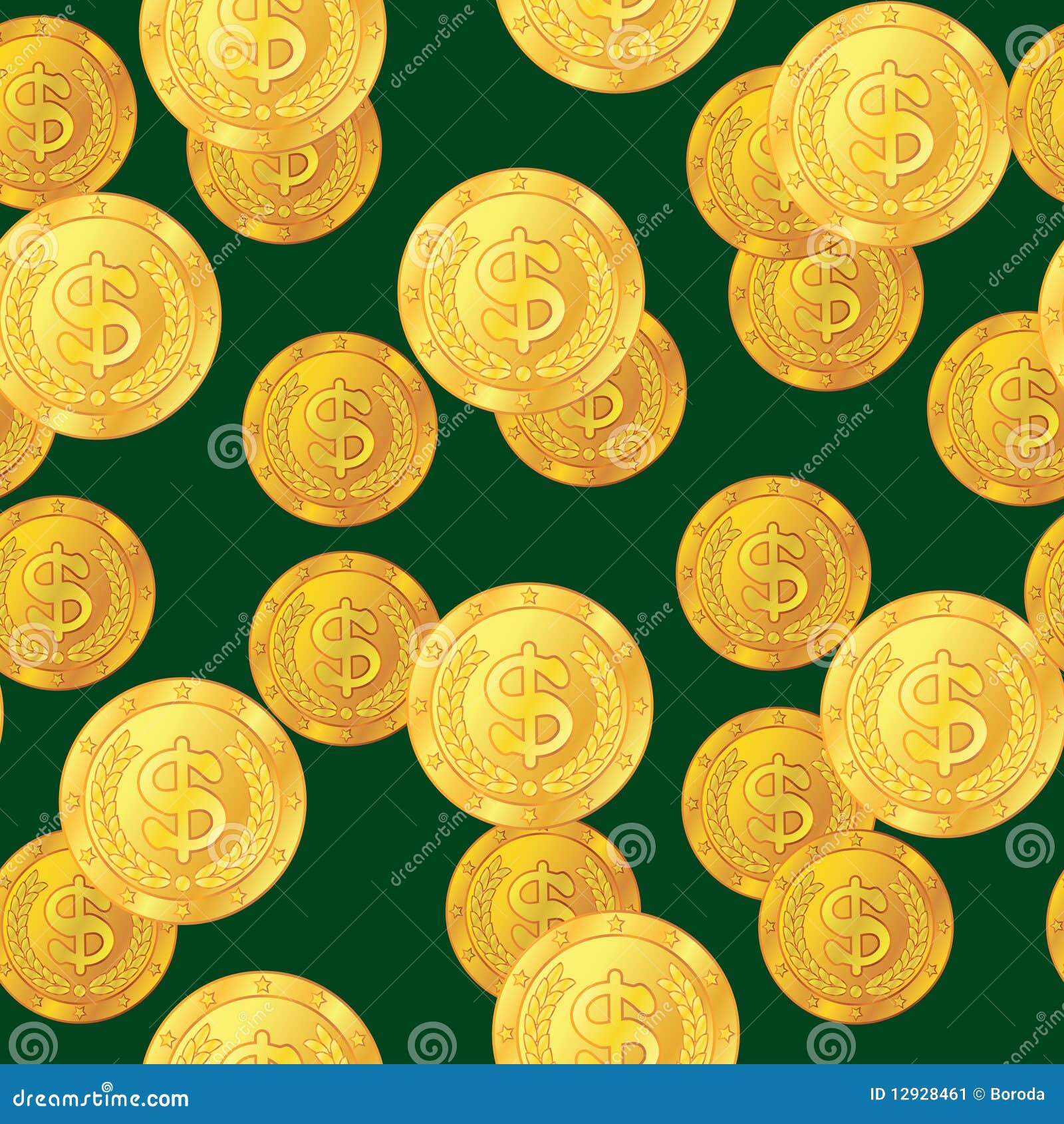 Abstract Seamless Pattern with Dollar Coins Stock Vector - Illustration ...