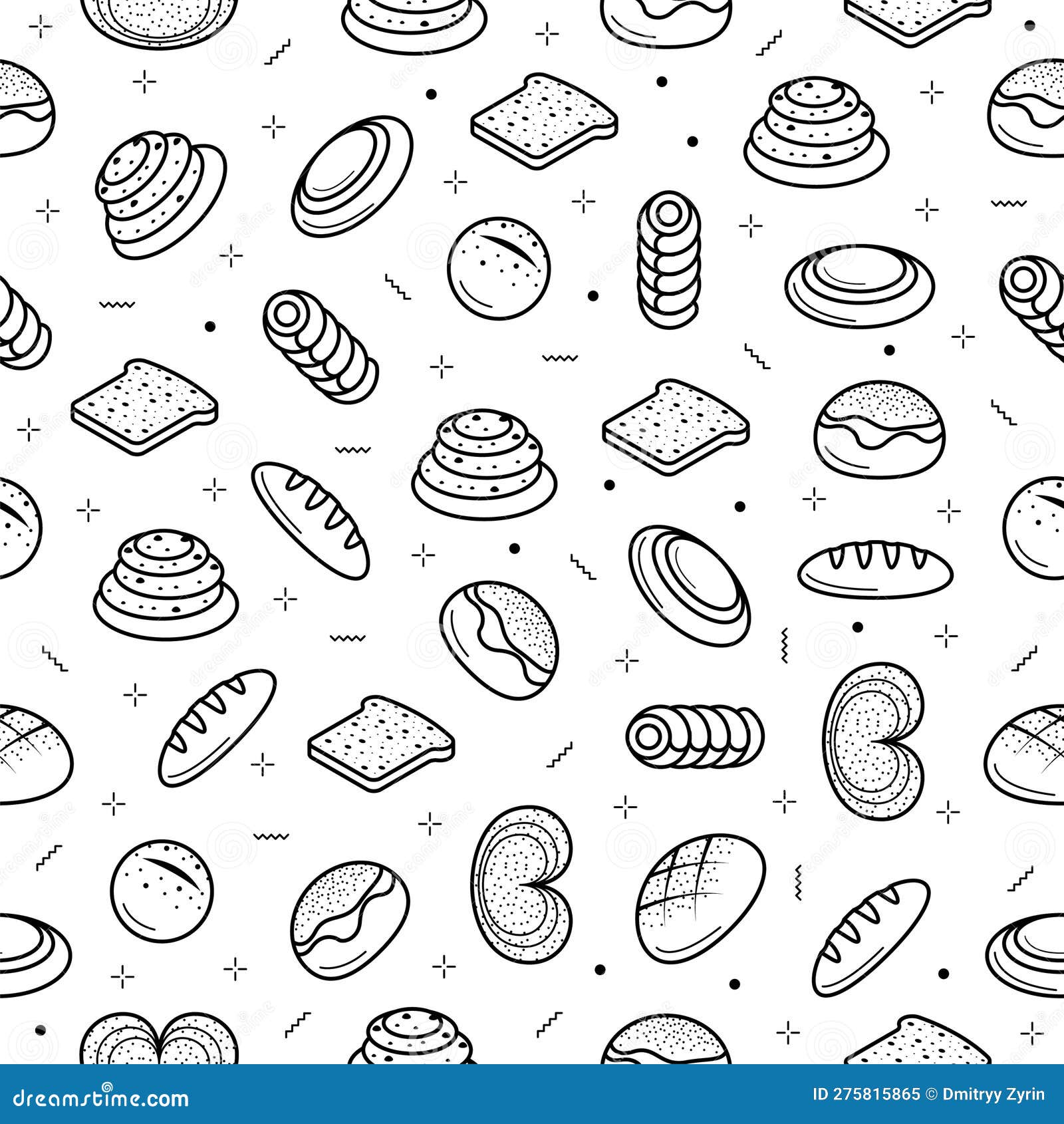 Abstract Seamless Pattern Doodle Collection Bread Bun Bakery Logo ...