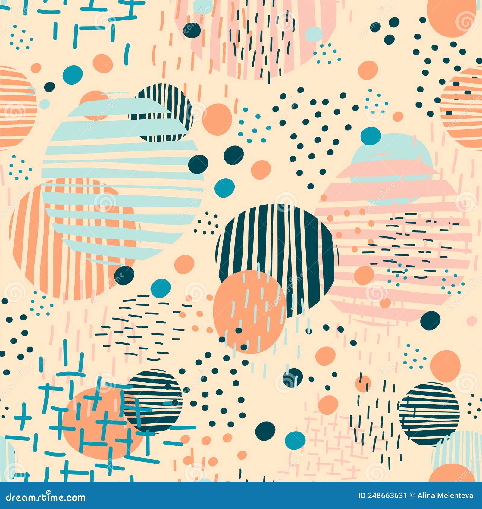 Abstract Seamless Pattern Dots and Lines Vector Background Stock Vector ...