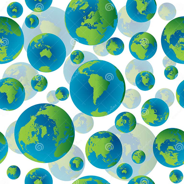 Abstract Seamless Pattern with Earth Globes Stock Illustration ...