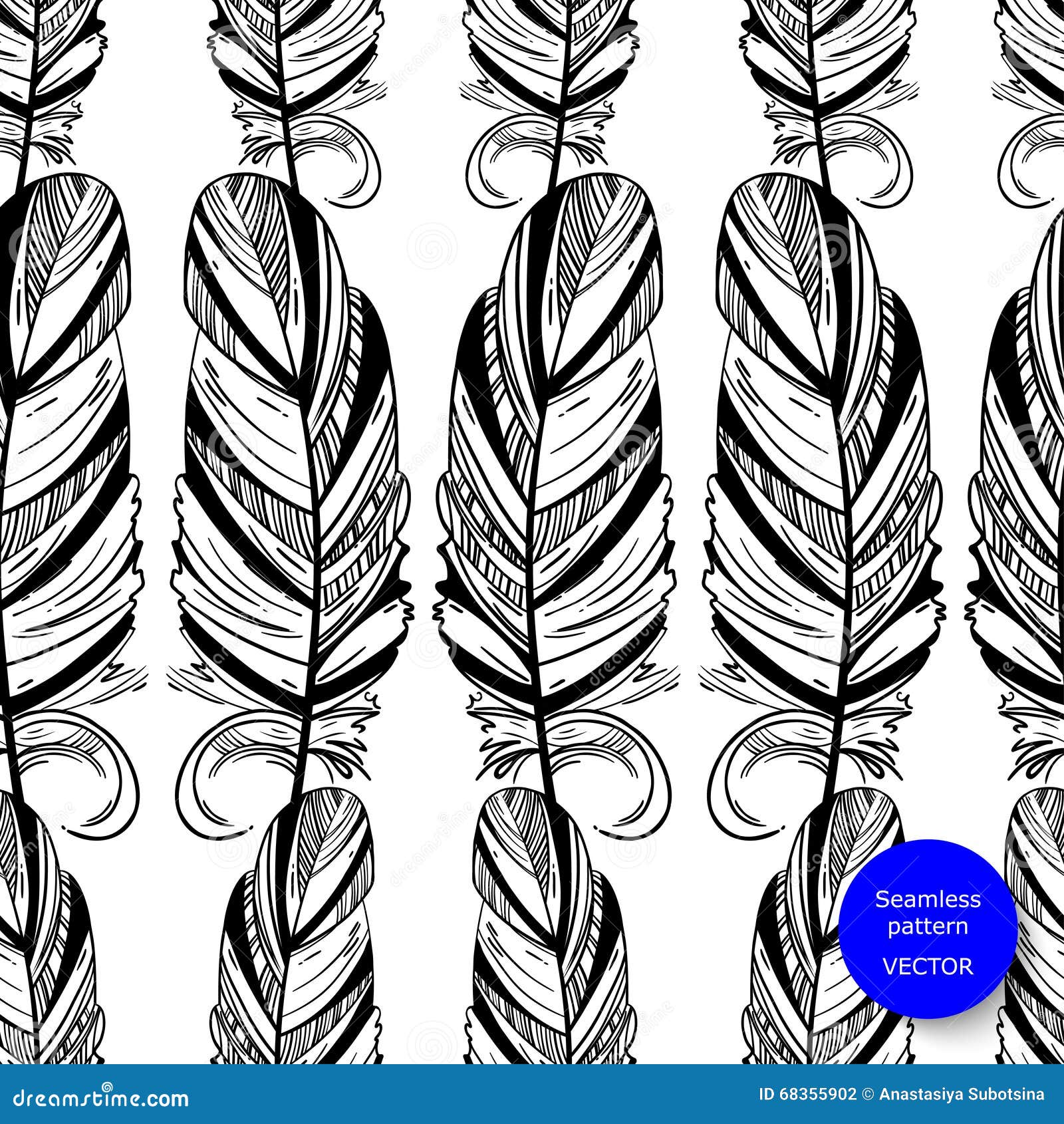 Abstract Seamless Pattern with Feather. Stock Vector - Illustration of ...