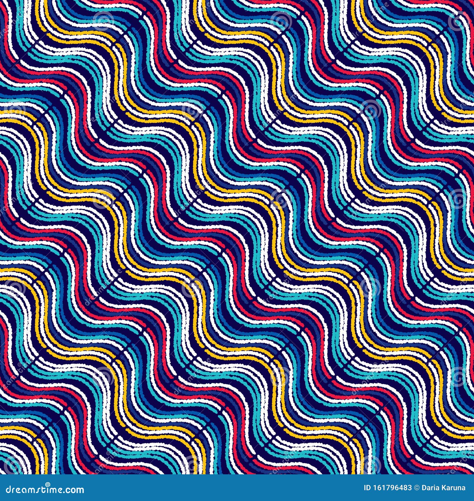 Abstract Seamless Pattern of Geometric Shapes. Wave of a Sinusoidal ...