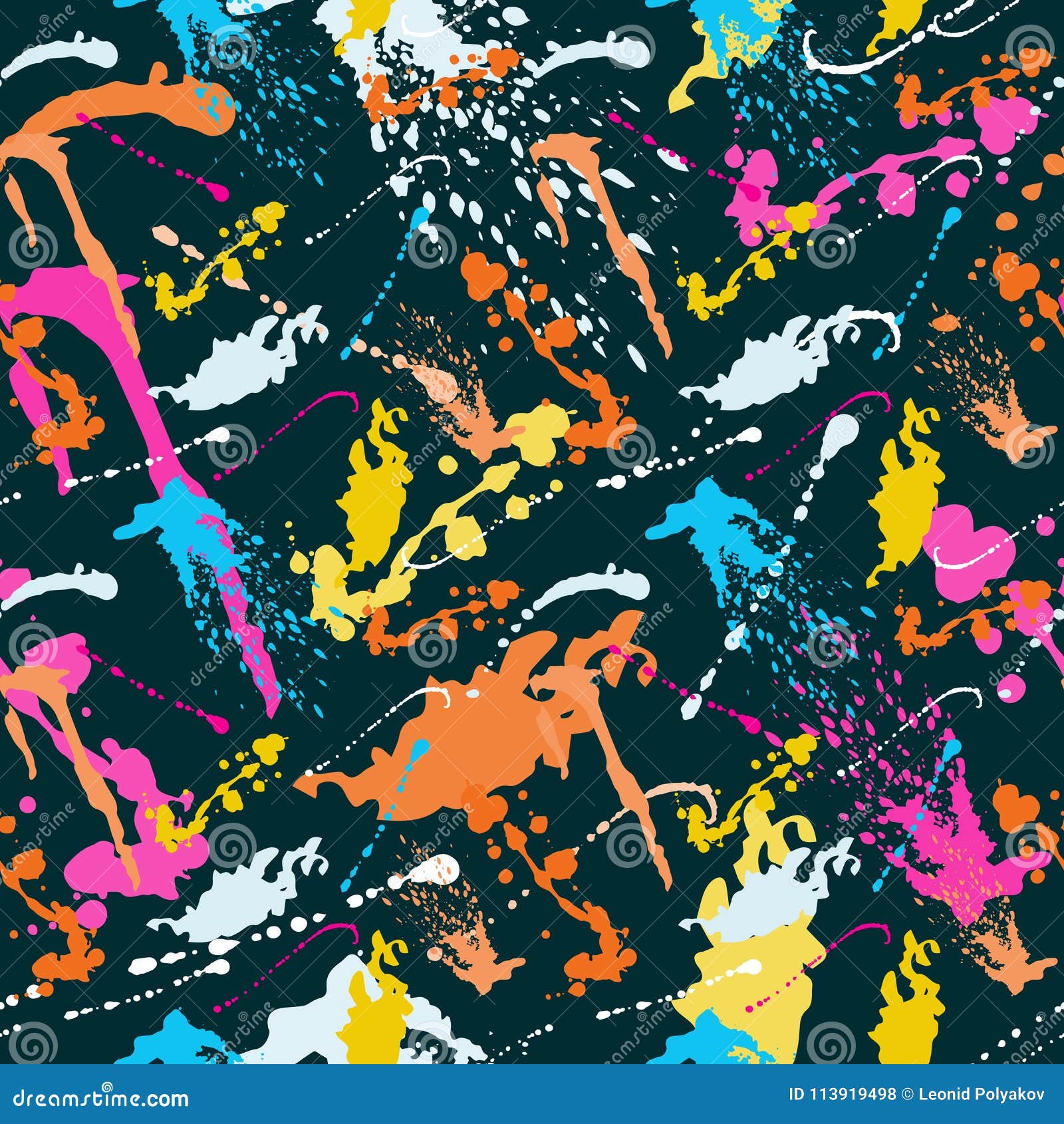 Colored Abstract Seamless Pattern in Graffiti Style Quality Vector ...