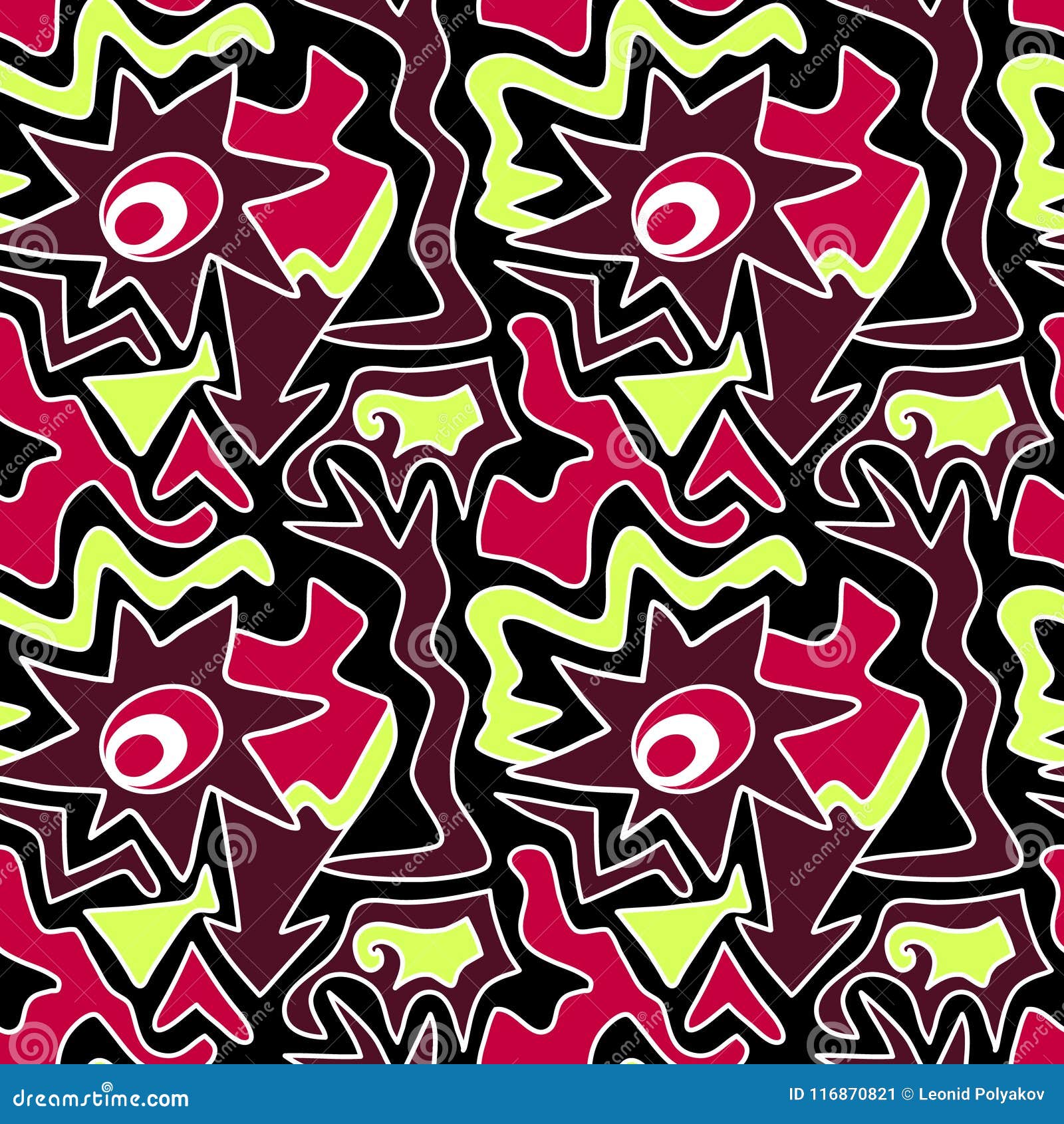 Colored Abstract Seamless Pattern in Graffiti Style Quality Vector ...