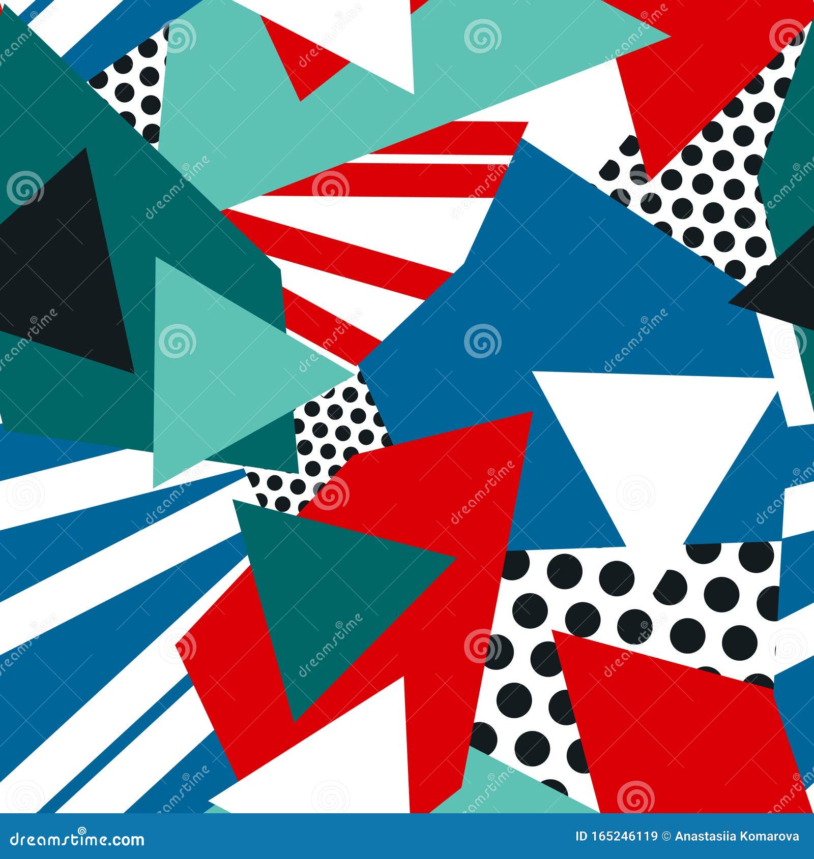 Abstract Seamless Pattern with Graphic Elements - Triangles. Collage ...