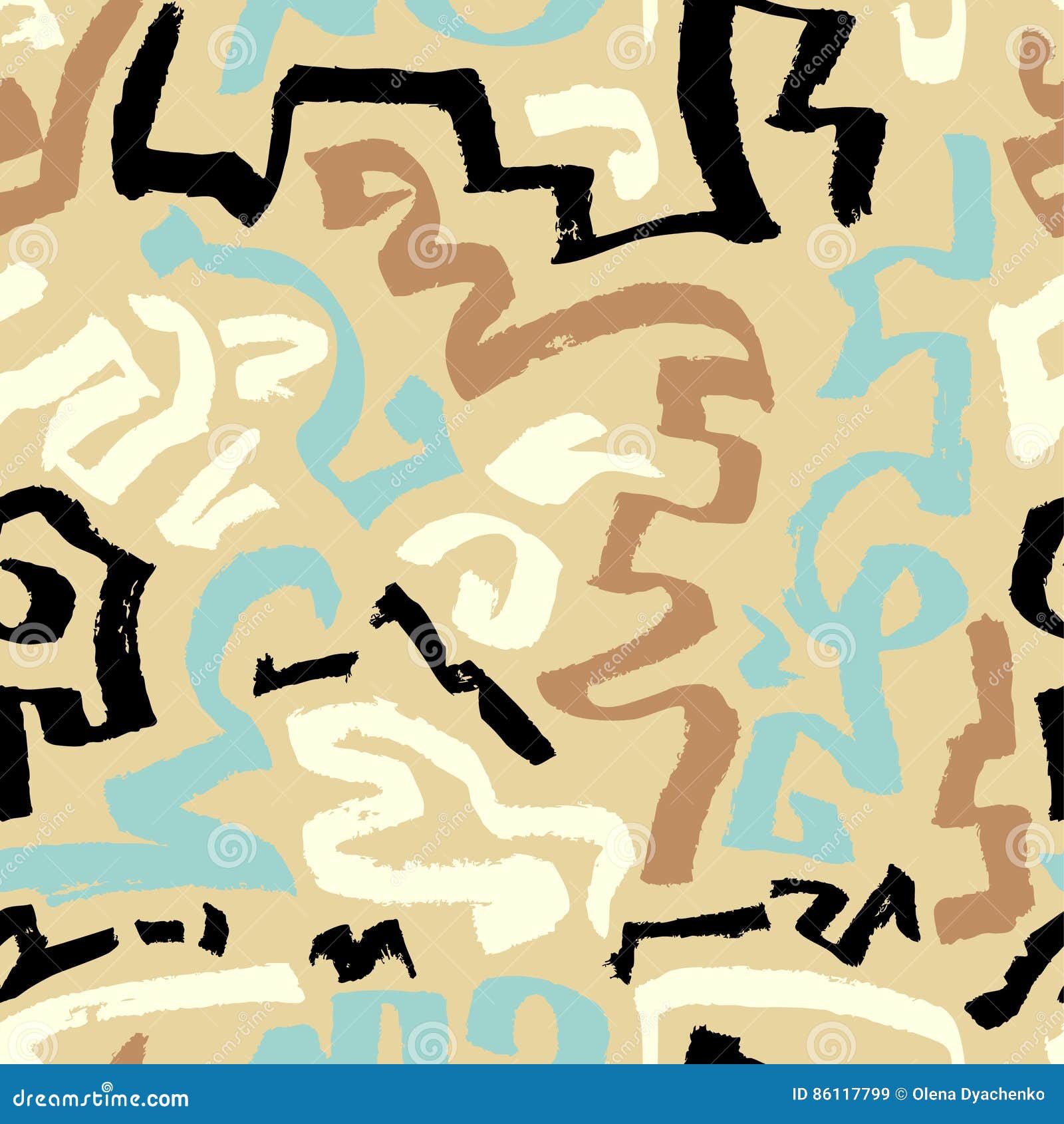 Abstract Seamless Pattern. Hand Drawn Artistic Ink Curves Stock Vector ...