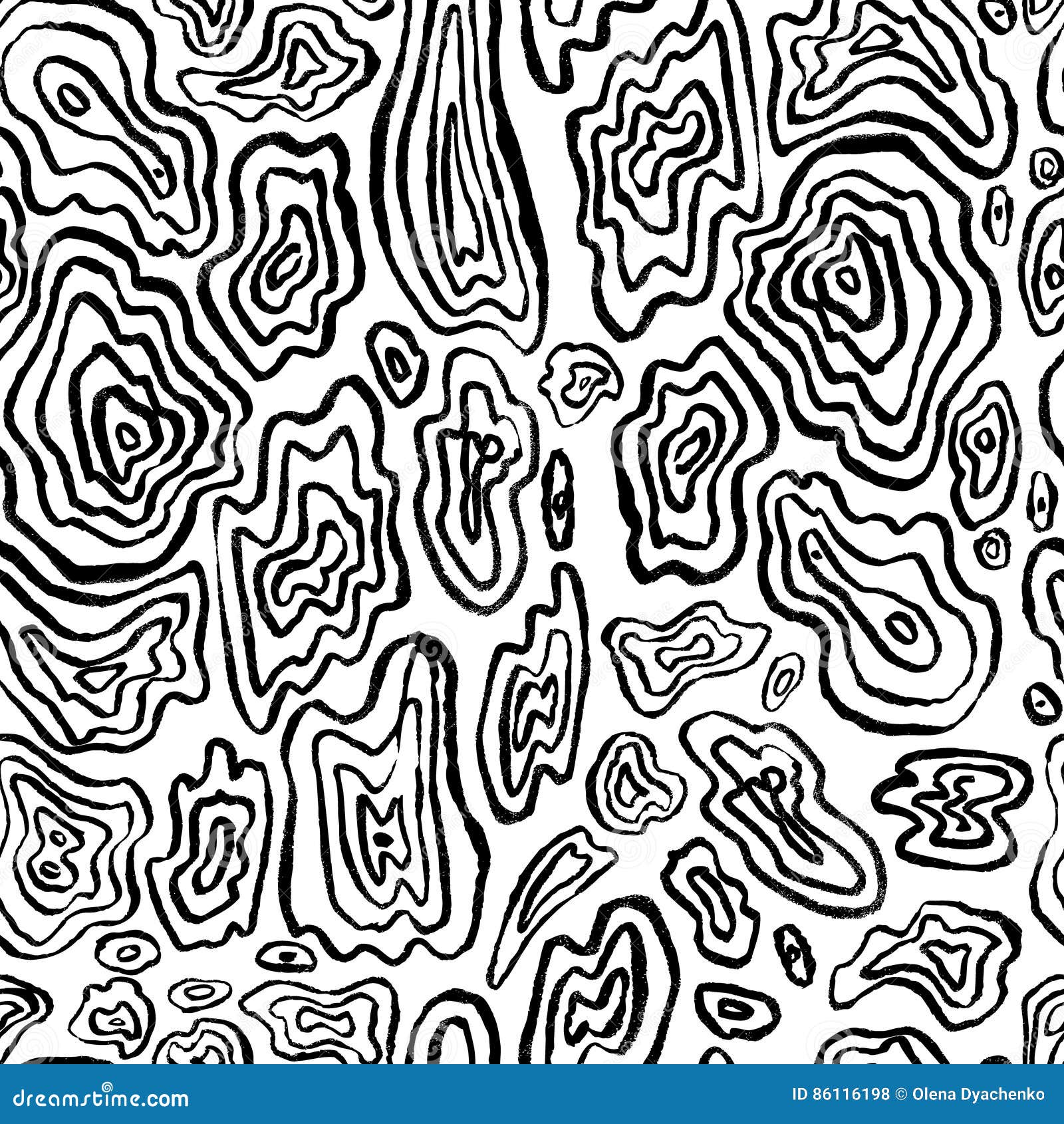 Abstract Seamless Pattern. Hand Drawn Artistic Ink Curves Stock Vector ...