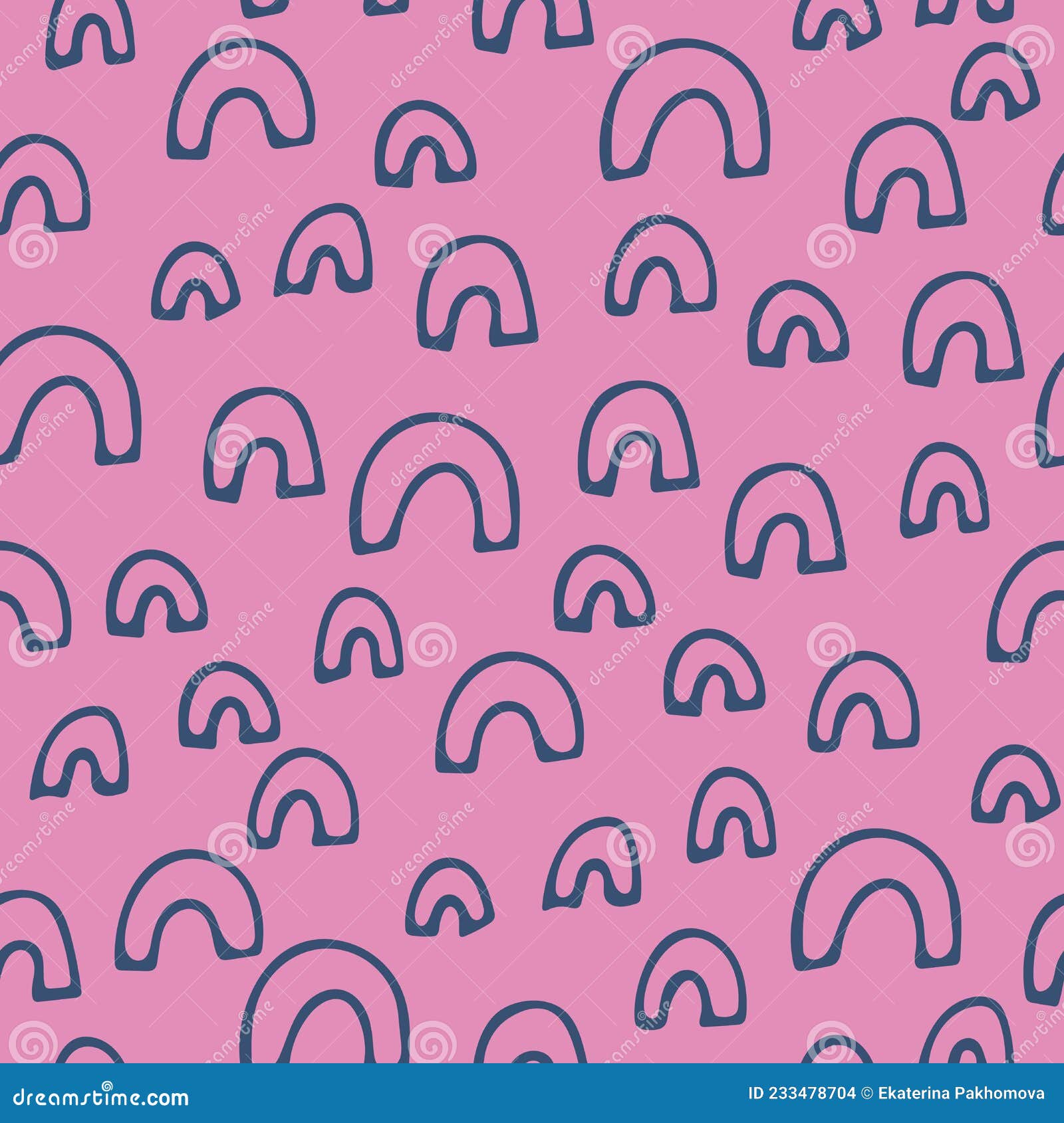 Hand Drawn Abstract Seamless Pattern with Linear Cute Arches. Stock ...