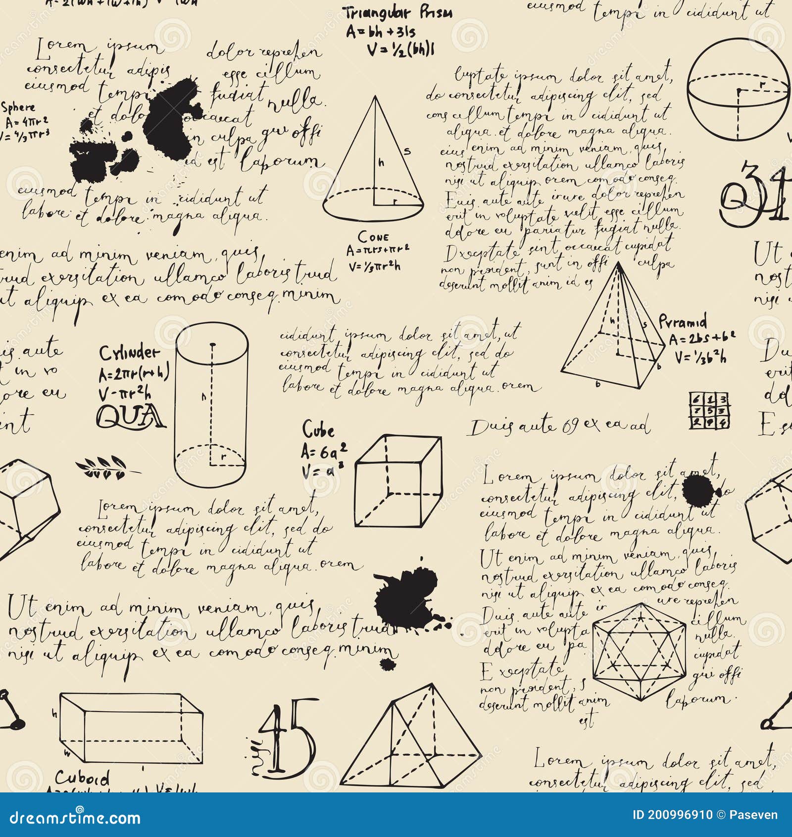 Seamless Pattern with Handwritten Text Lorem Ipsum Stock Vector ...