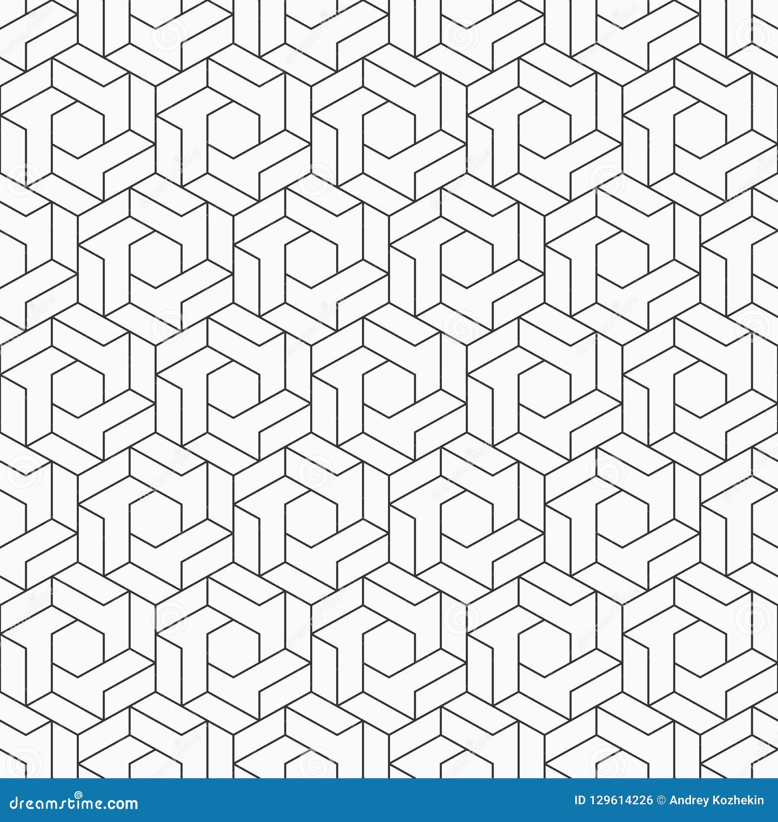 Abstract Seamless Pattern Hexagonal Grid Stock Vector Illustration