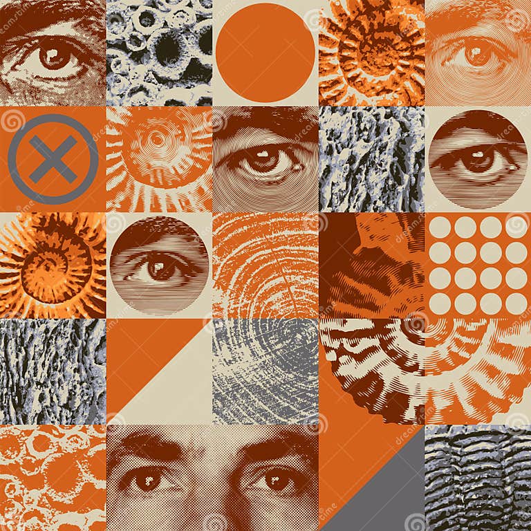 Abstract Seamless Pattern with Human Eyes and Sea Shells Stock Vector ...