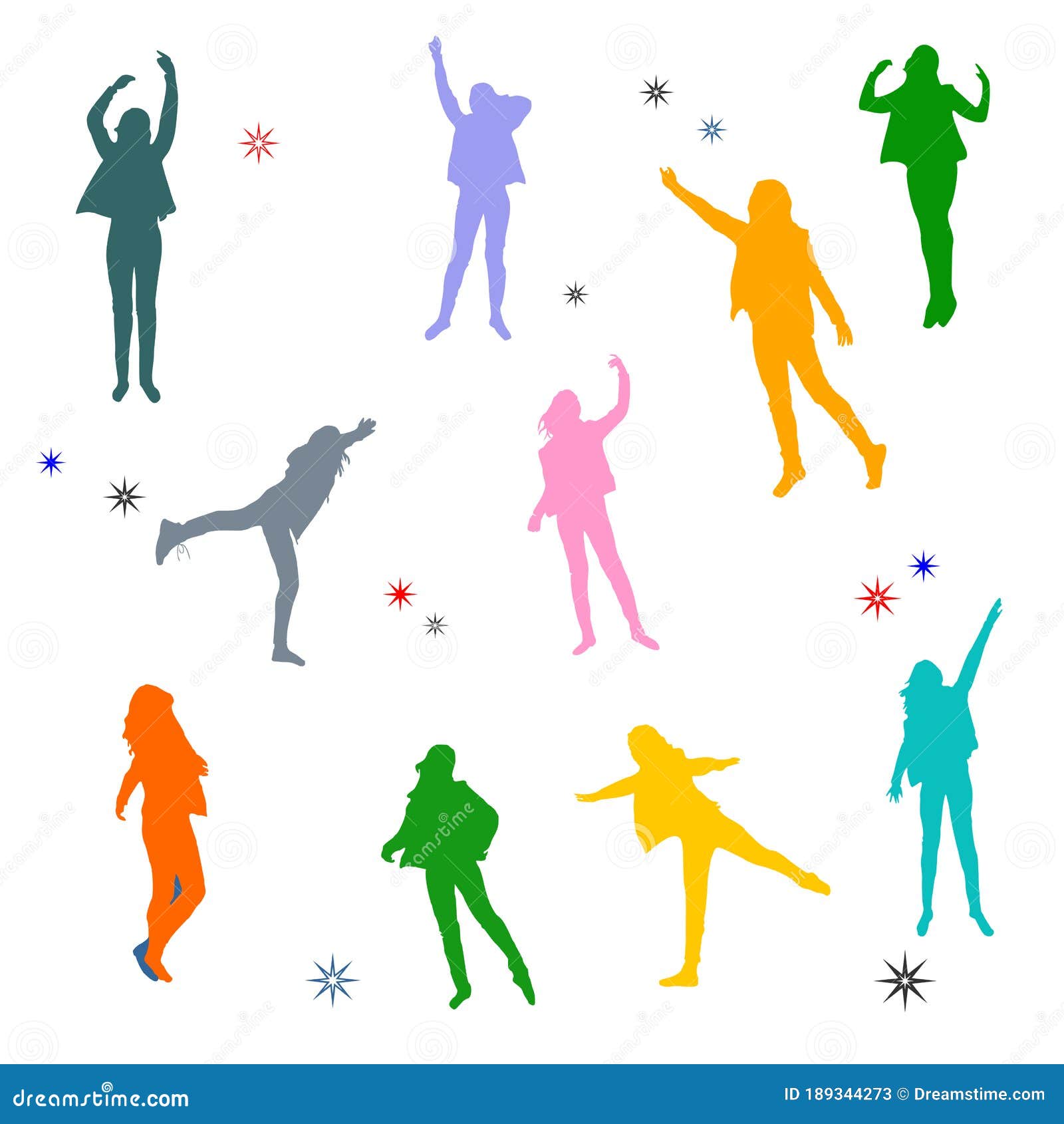 Abstract Seamless Pattern with Images of Silhouettes of Multi-colored ...