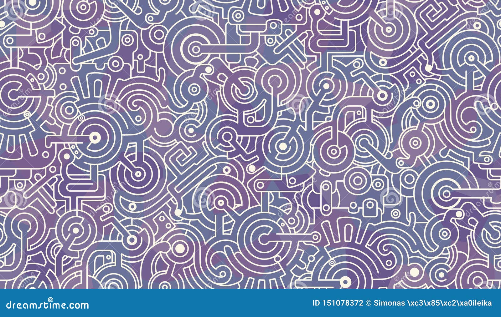 Abstract Seamless Pattern. Mechanical. Purple, Pink and White Colors ...