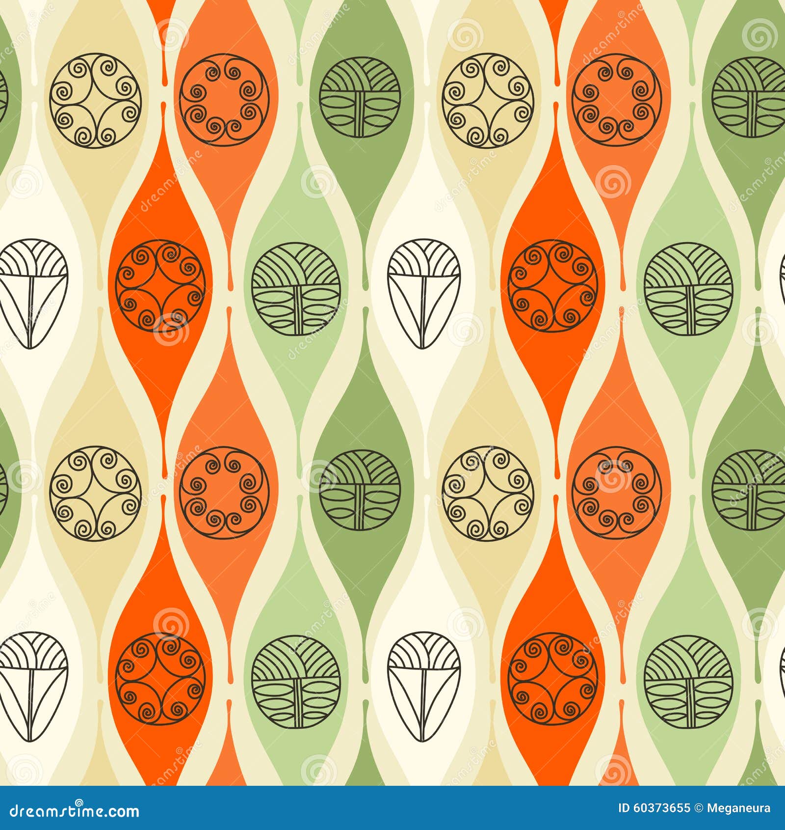 Abstract Seamless Pattern. Modern Style Linear Floral Motif Stock ...