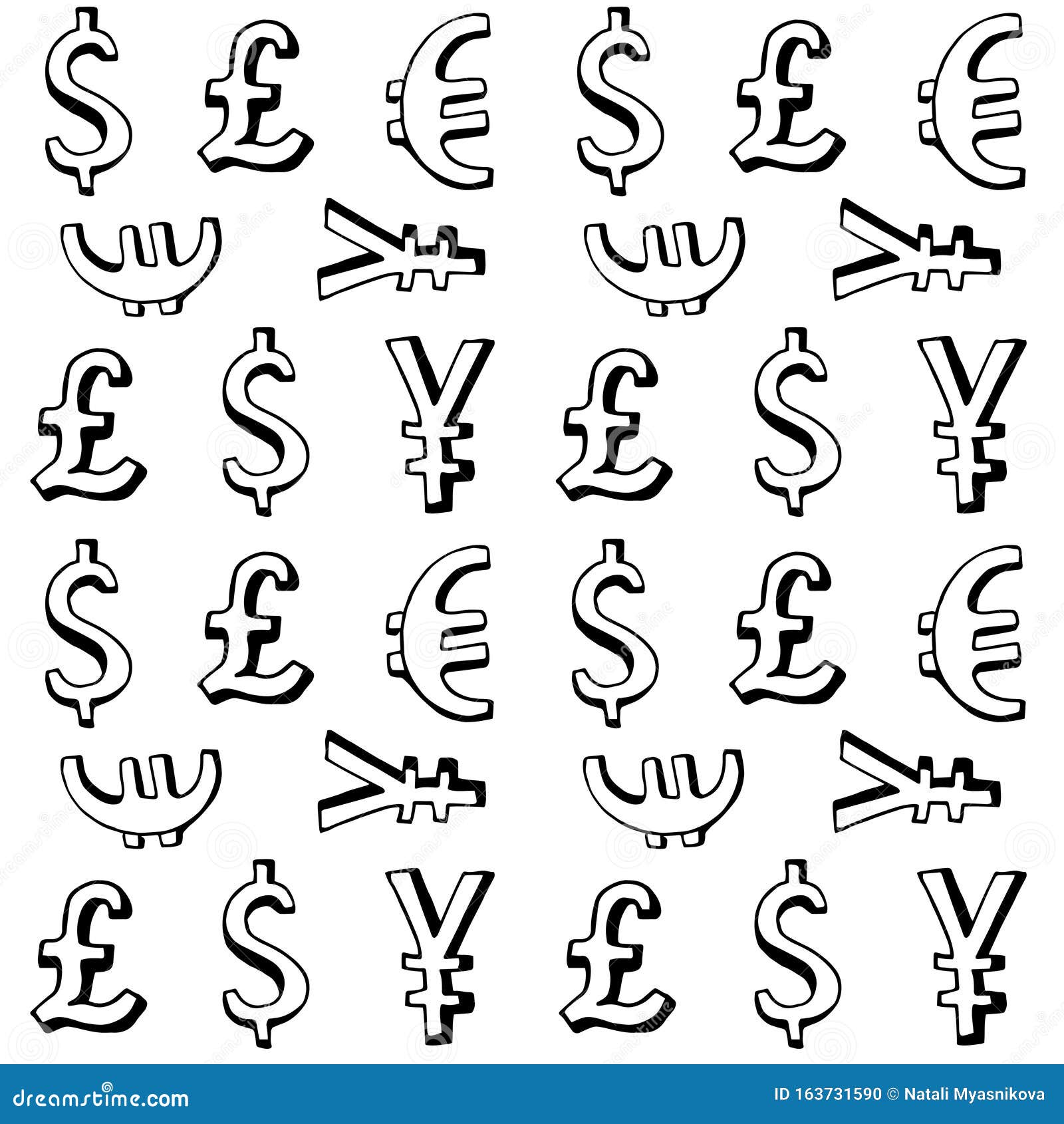 Abstract Seamless Pattern with Money. Vector Hand Draw Illustration ...
