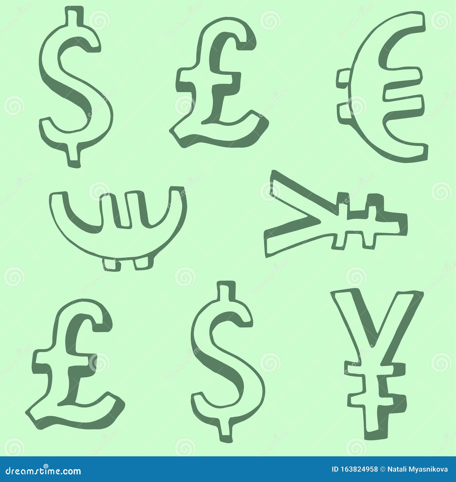 Abstract Seamless Pattern with Money. Vector Hand Draw Illustration ...