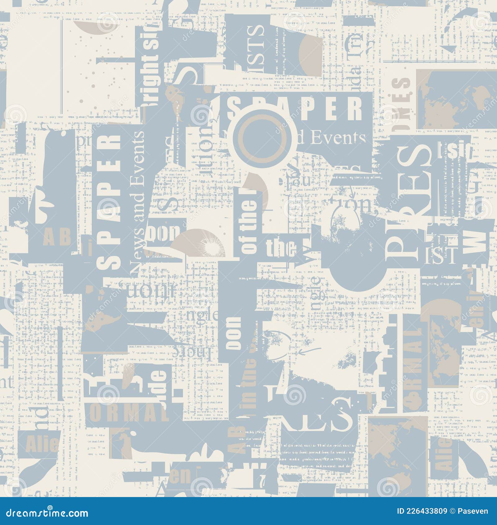 Abstract Seamless Pattern on a Newspaper Theme Stock Vector ...